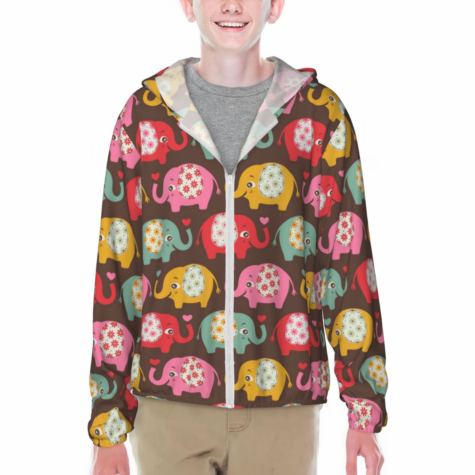 Coaee Cute Elephants Print Teen's UPF 50+ Sun Protection Outdoor ...