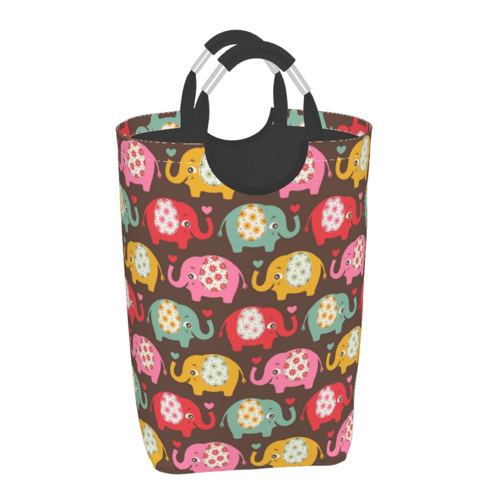 Coaee Cute Elephants for 50L Laundry Baskets with Handles, Collapsible ...