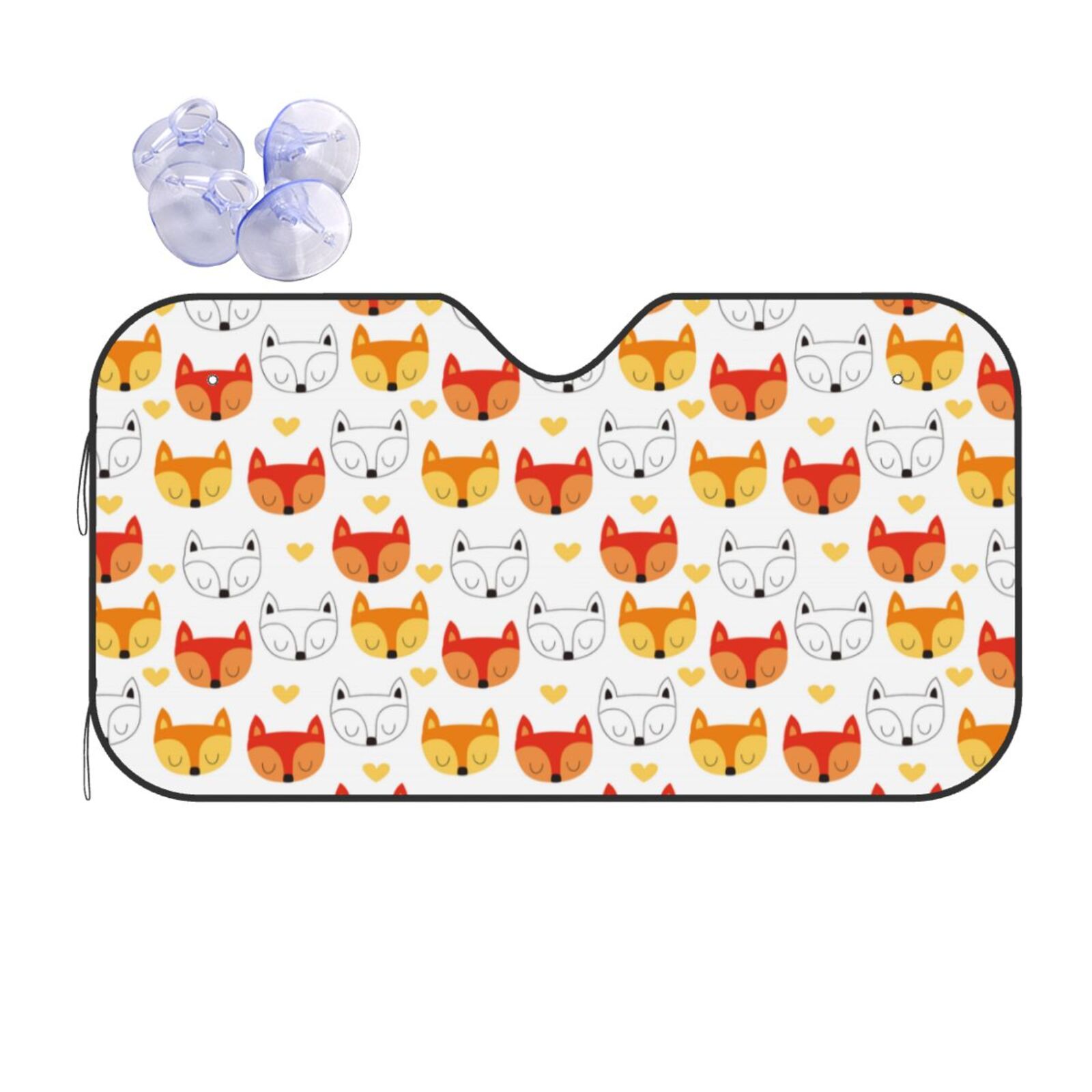 Coaee Cute Fox with Heart Print Car Sunshade Windshield Sun Shade ...
