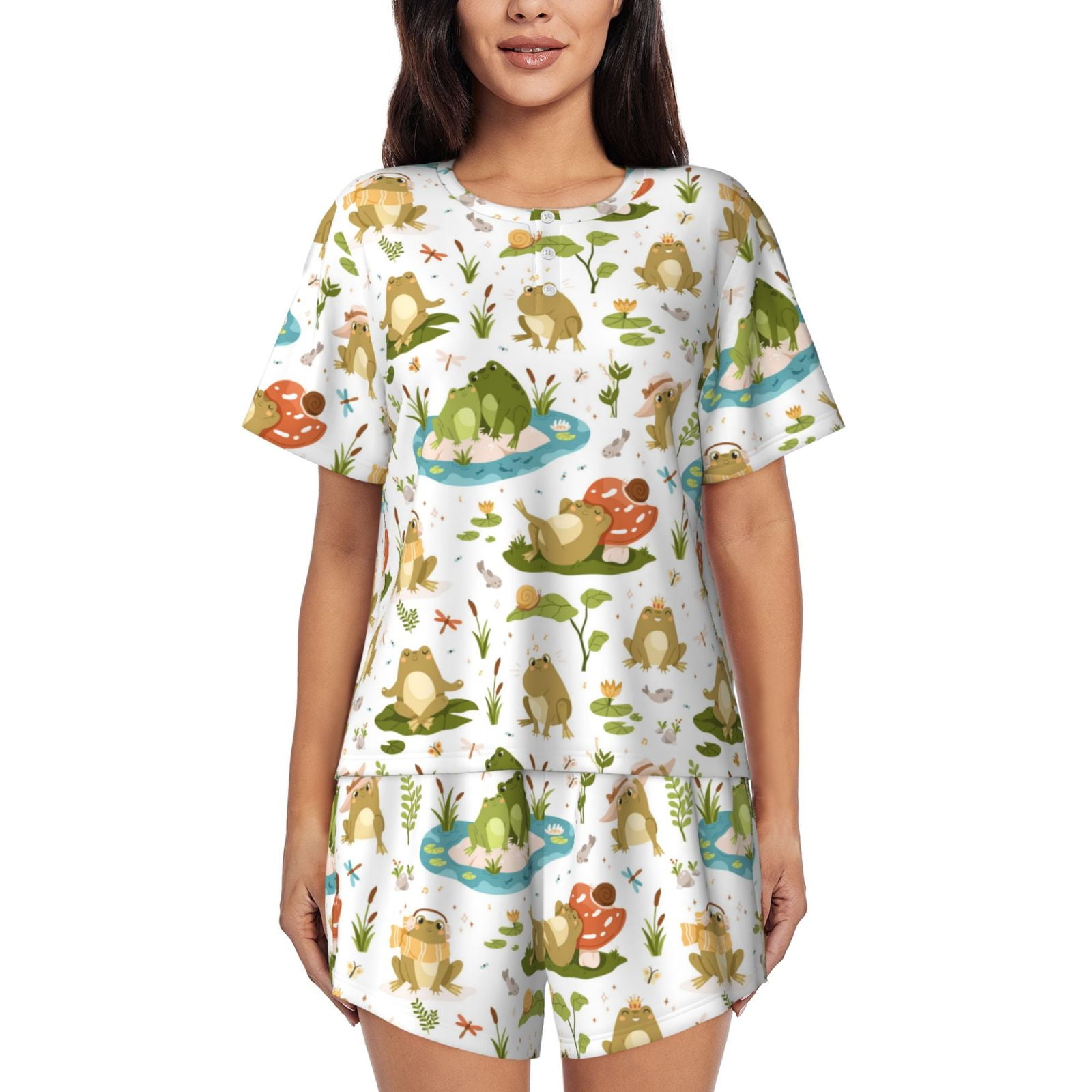 Coaee Cute Frog for Women's 2 Piece Pajama Sets Ladies Pjs Sets with ...