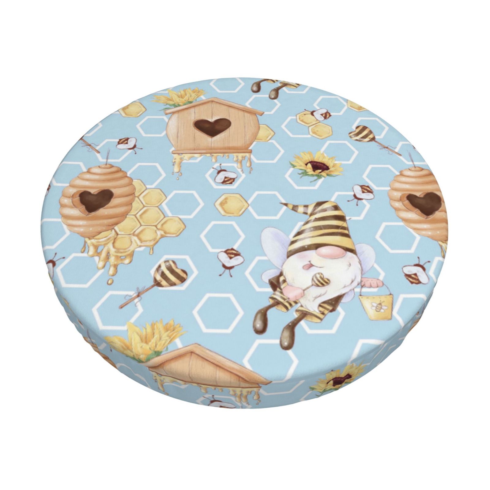 Coaee Cute Gnome Bee Collects Honey Round Bar Stool Seat Covers ...