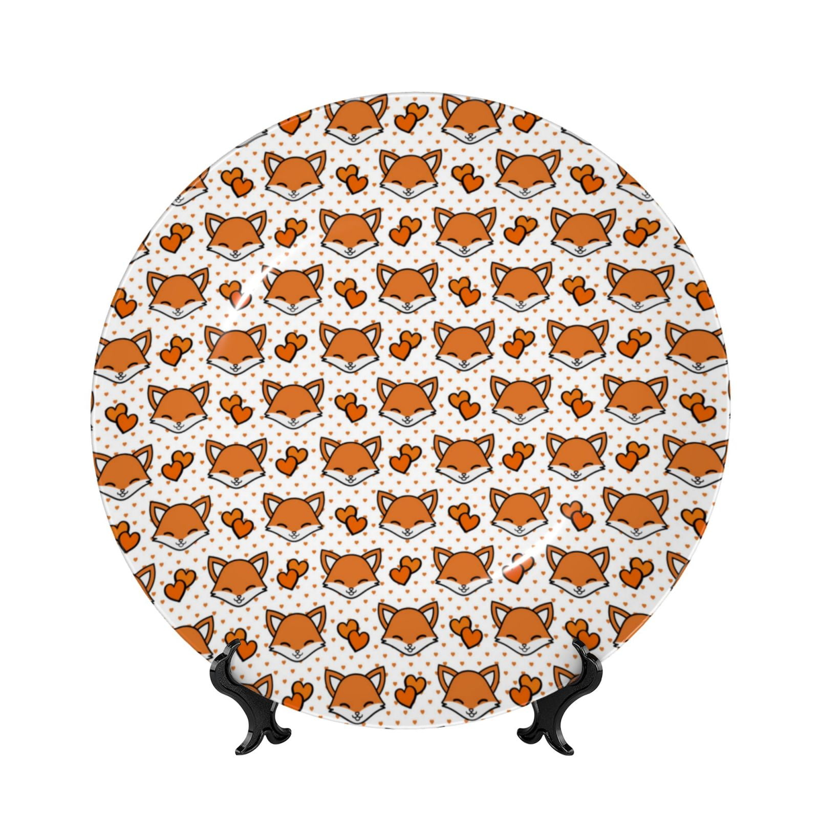Coaee Cute Heart Fox Cartoon for Bone China Decorative Plate Decorative ...