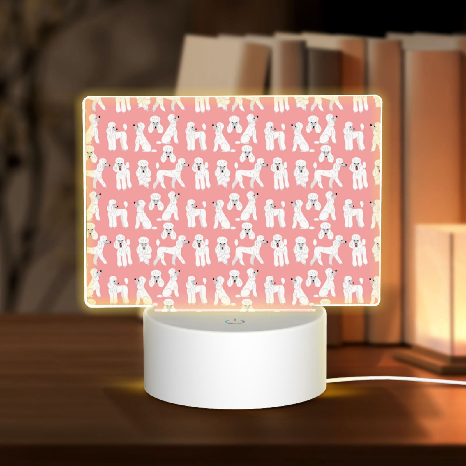 Coaee Cute Poodle Dog for Rectangular Acrylic LED Desk Lamp 3 Color ...