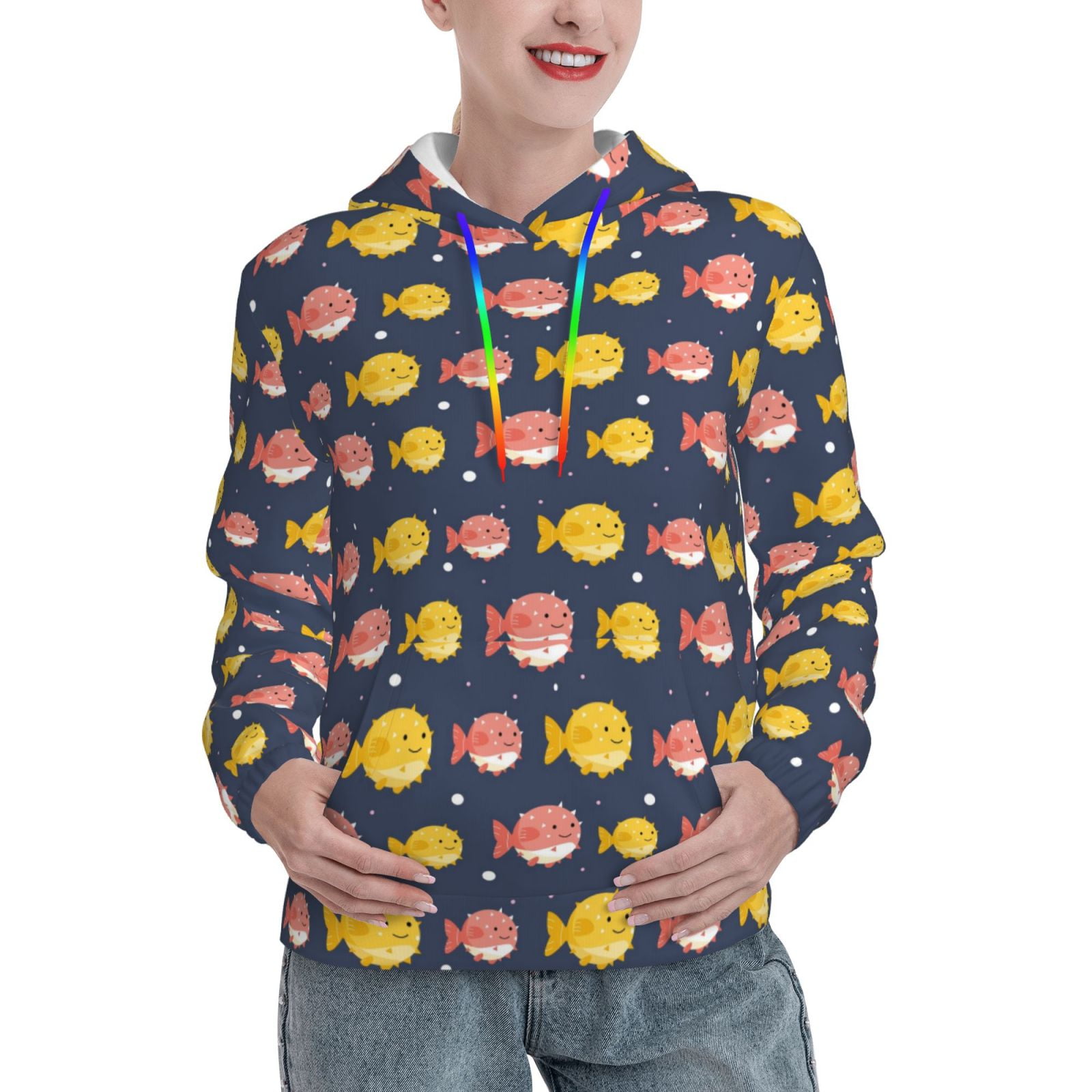 Coaee Cute Puffer Fish for Adult Hoodie Pullover Sweatshirt for Women ...
