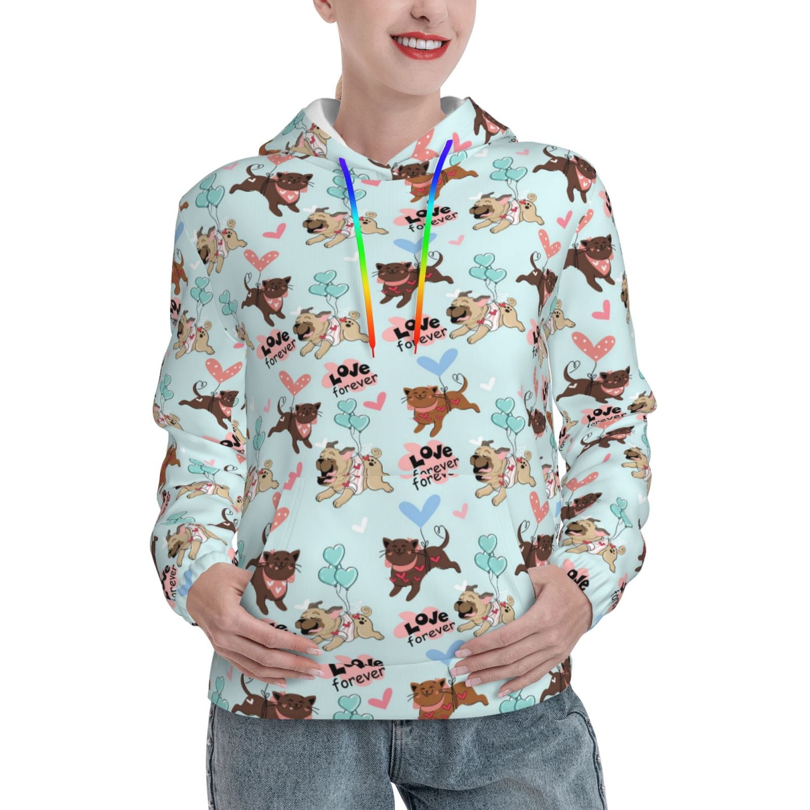 Coaee Cute Pug Dogs for Adult Hoodie Pullover Sweatshirt for Women ...