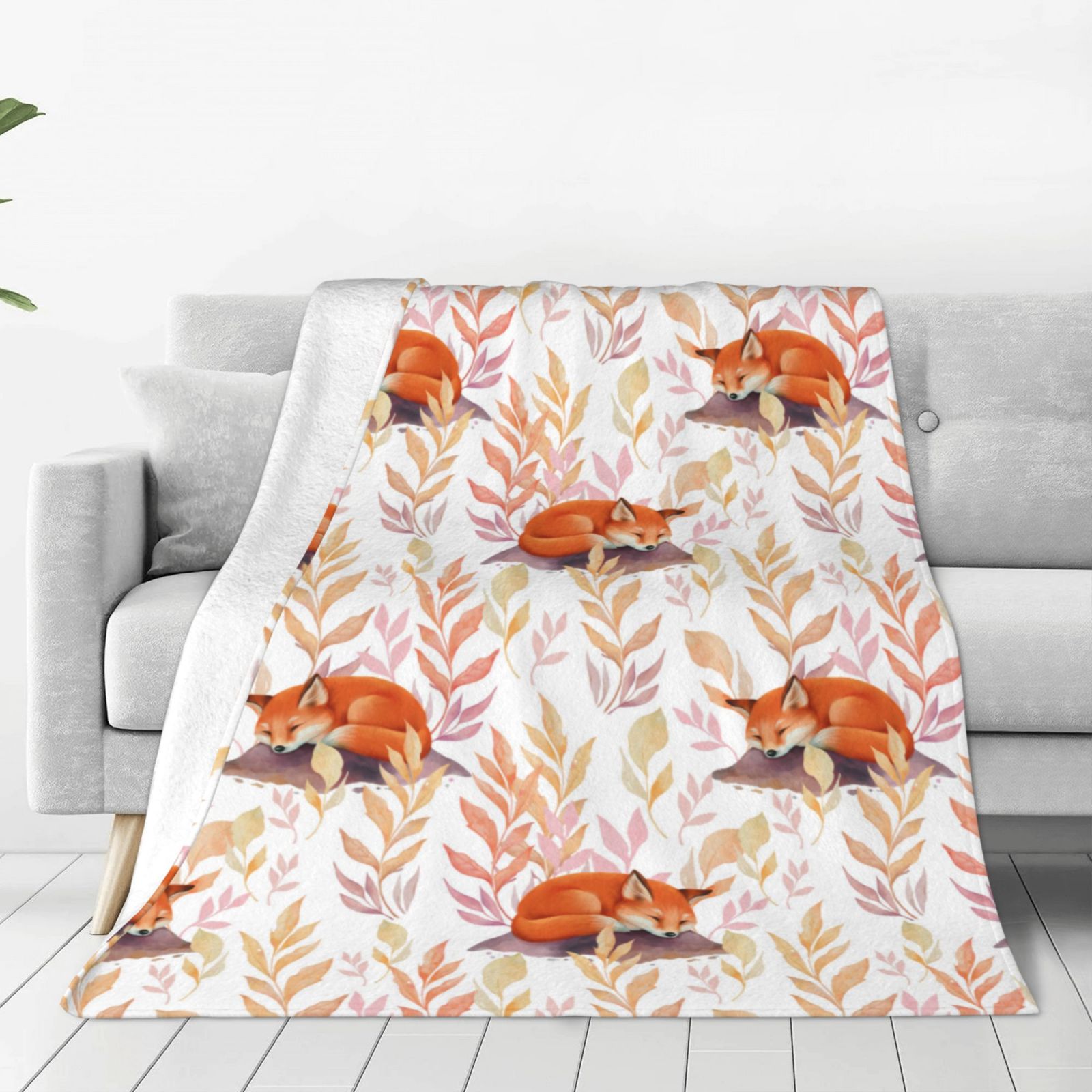 Coaee Cute Sleepy Fox for Ultra-Soft Micro Fleece Blanket Throw Blanket ...