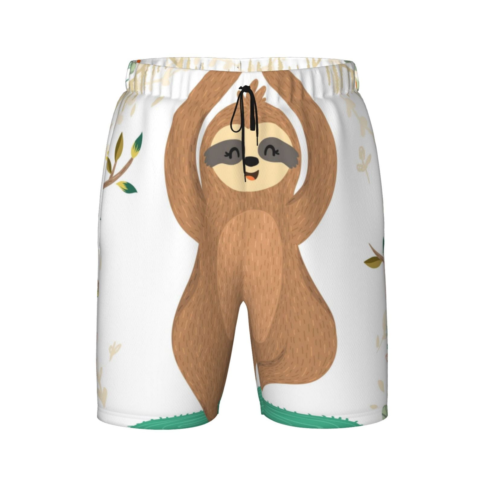 Coaee Cute Sloth In Yoga Pose Tree for Boys Swim Trunks Compression ...