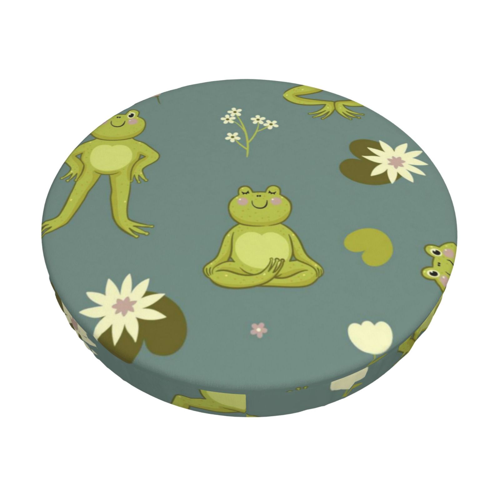 Coaee Cute Yoga Frogs Round Bar Stool Seat Covers Washable Stool ...