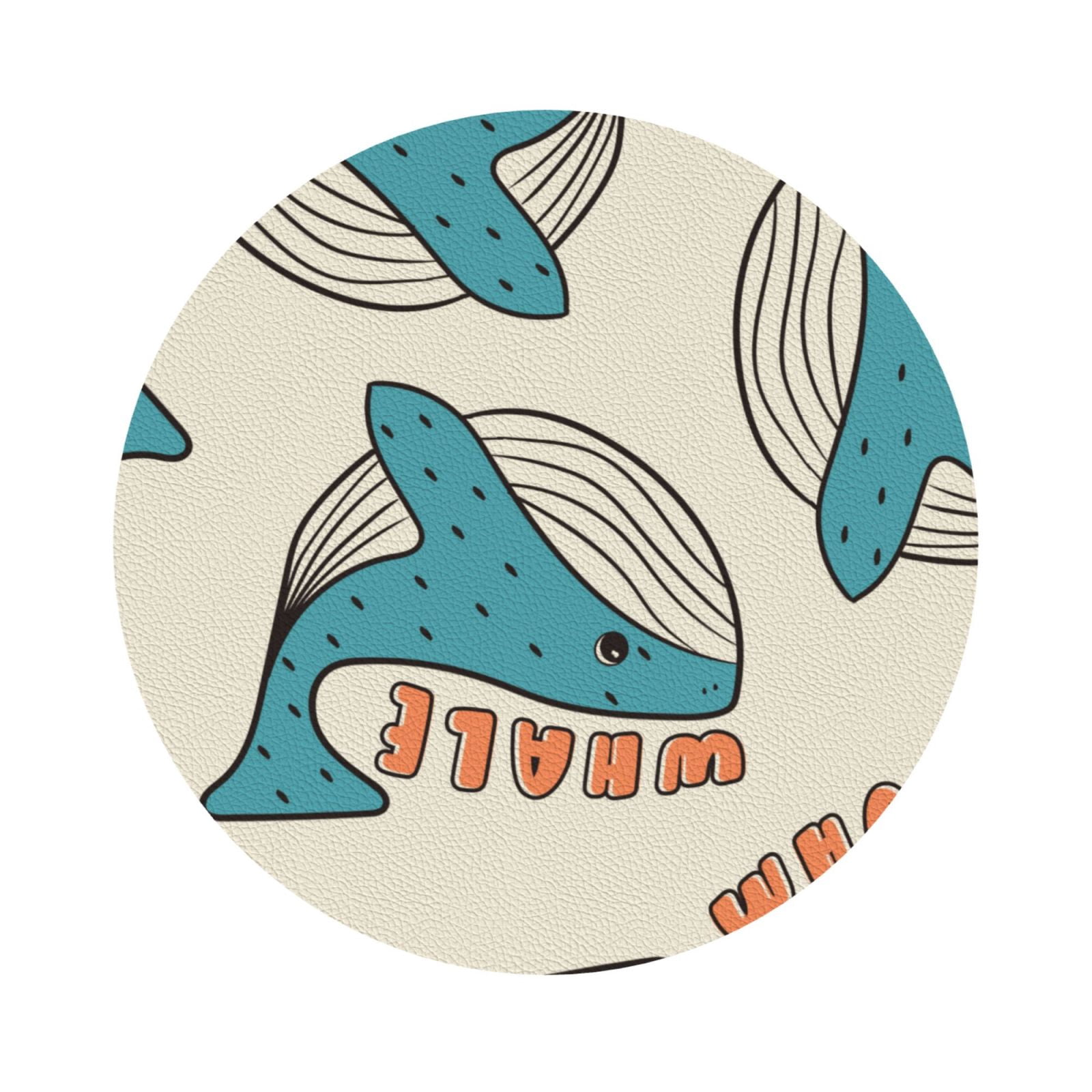 Coaee Cute colorful whale Print Leather Coasters Set of 6, Non-Slip ...