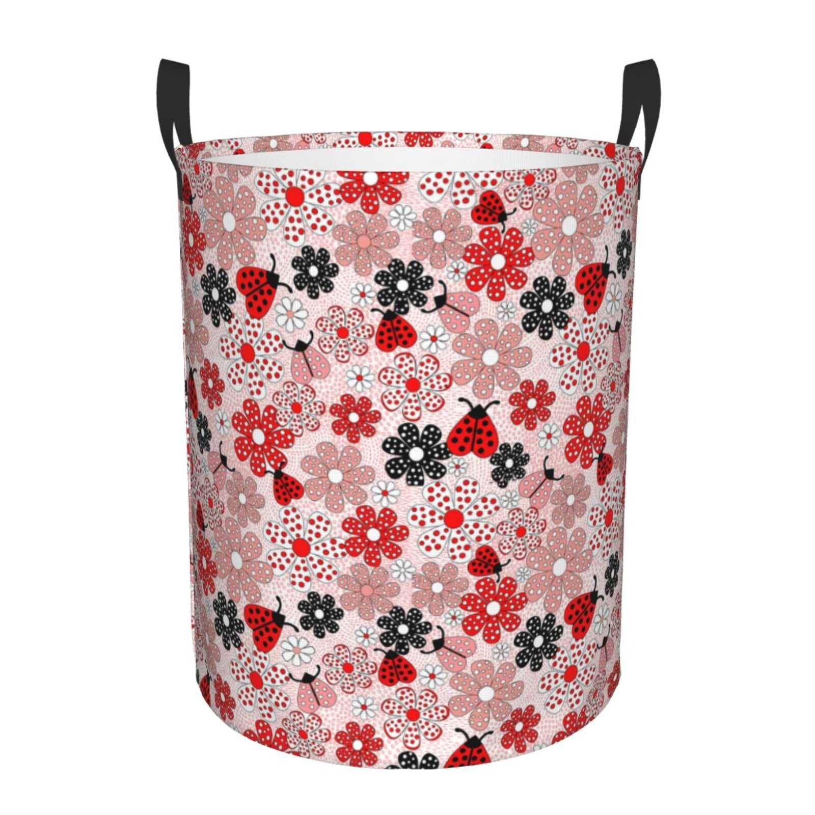 Coaee Cute ladybugs red for Laundry Basket with Handle, Waterproof ...