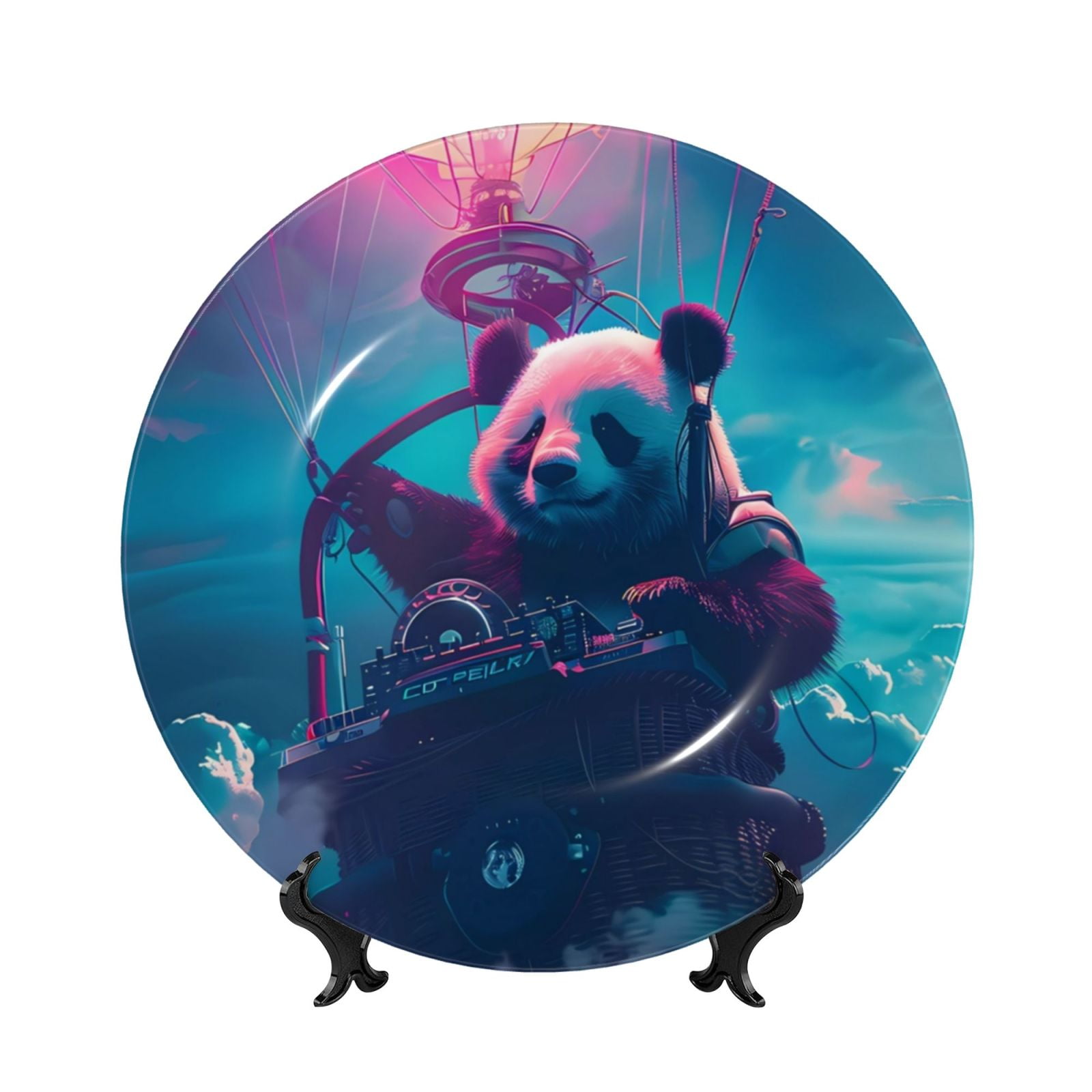 Coaee DJ Panda Hot Air Balloon for Bone China Decorative Plate ...