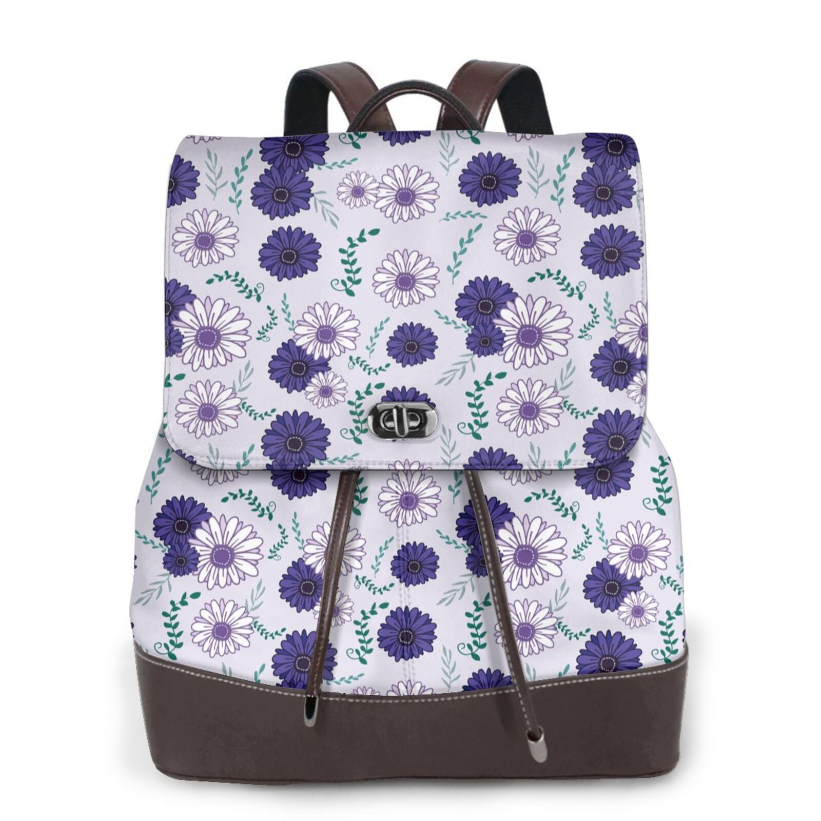 Coaee Daisies Flowers for Womens Backpack Anti-theft Purse Leather ...
