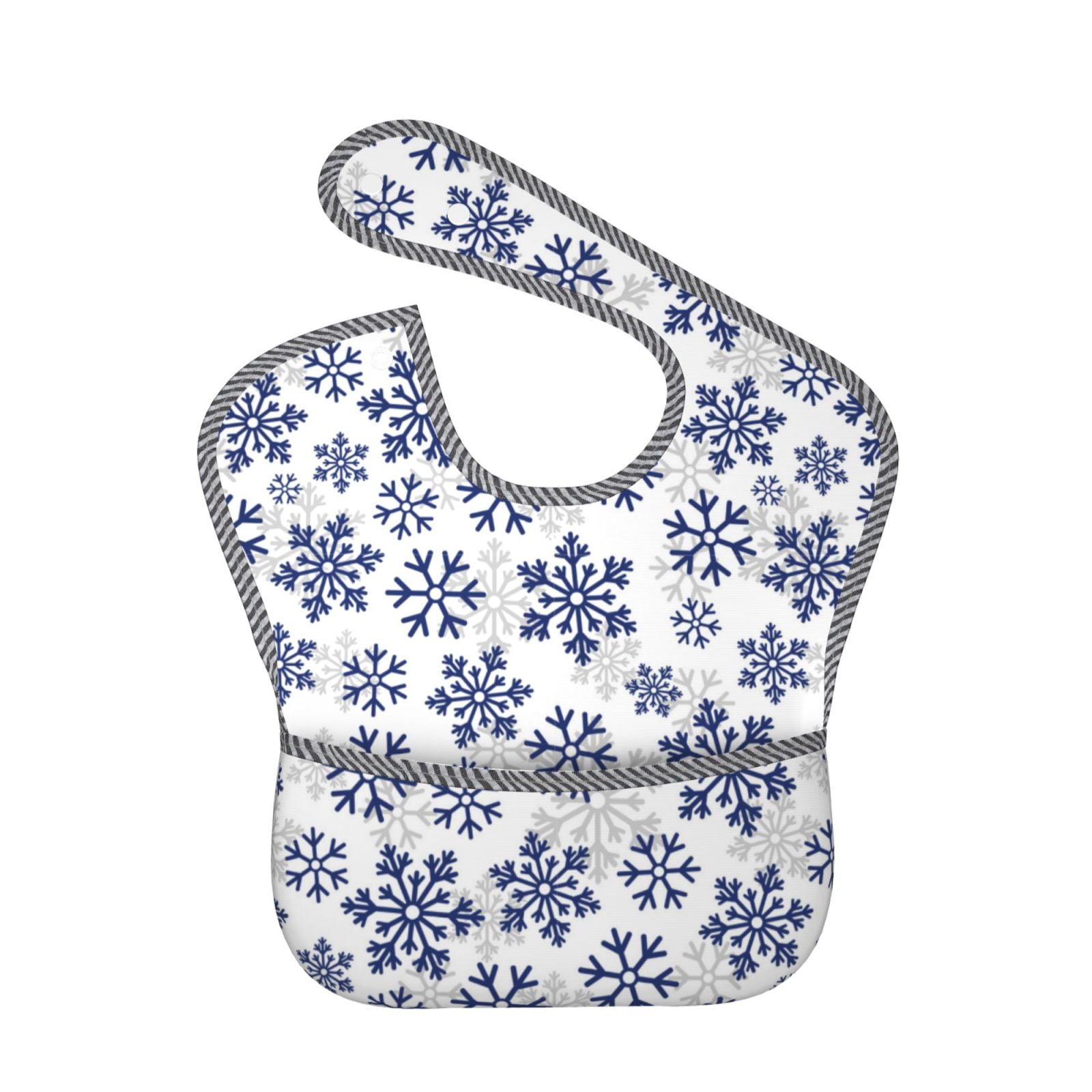 Coaee Dark Blue Snowflakes for Proof Baby Bib with Food Catcher ...