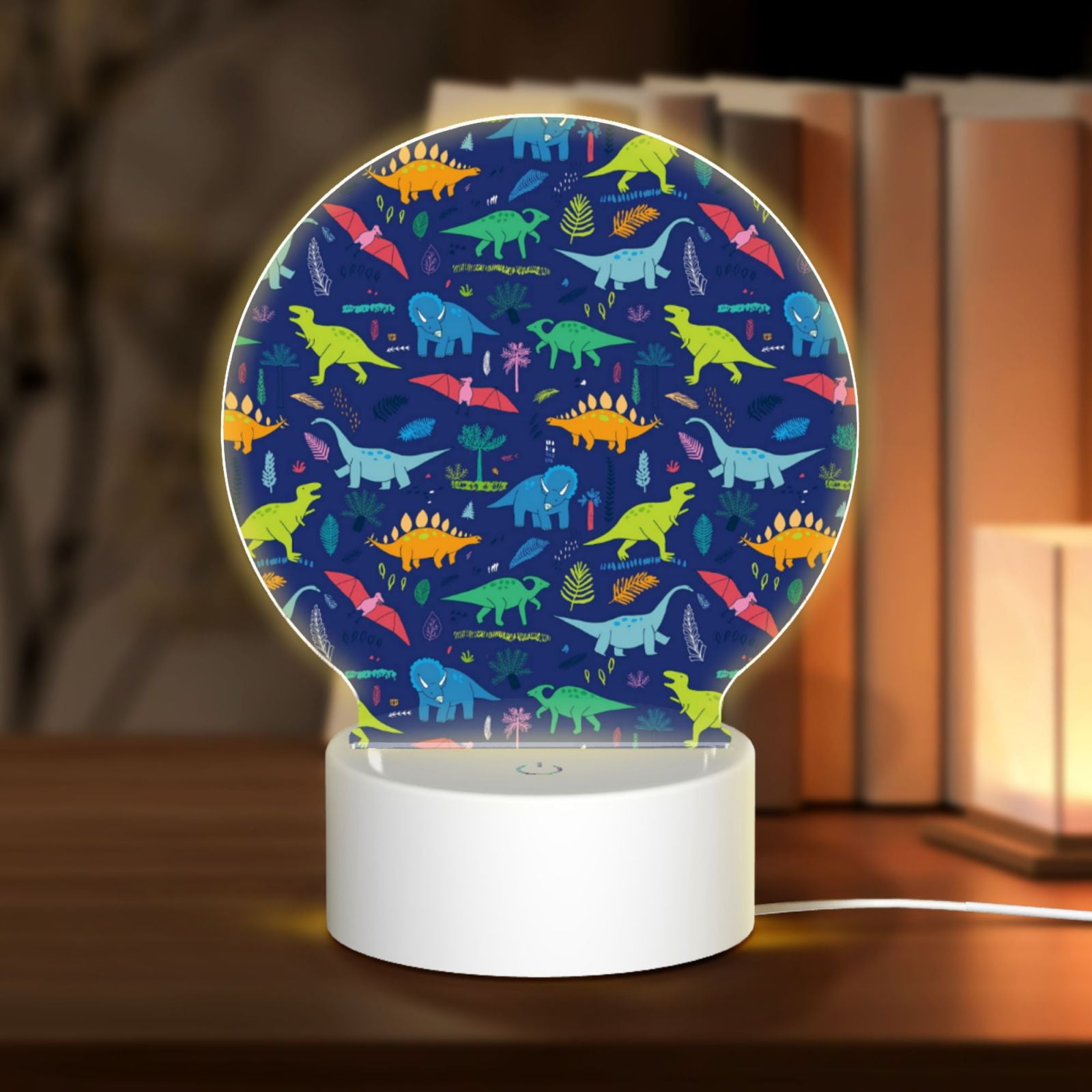 Coaee Dinosaurs Adventure for Round Acrylic LED Desk Lamp 3 Color ...