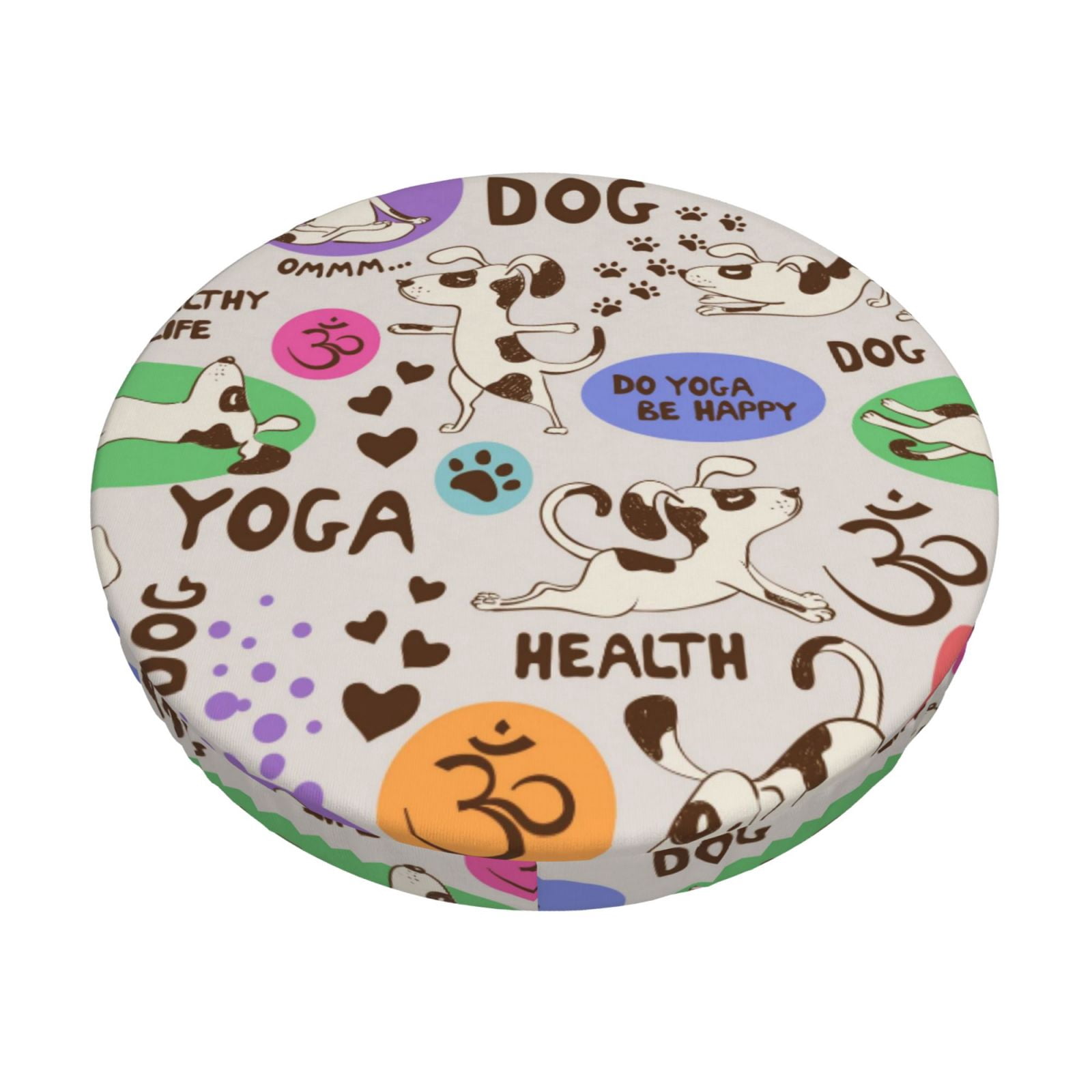 Coaee Dog Doing Yoga Round Bar Stool Seat Covers Washable Stool Cushion ...