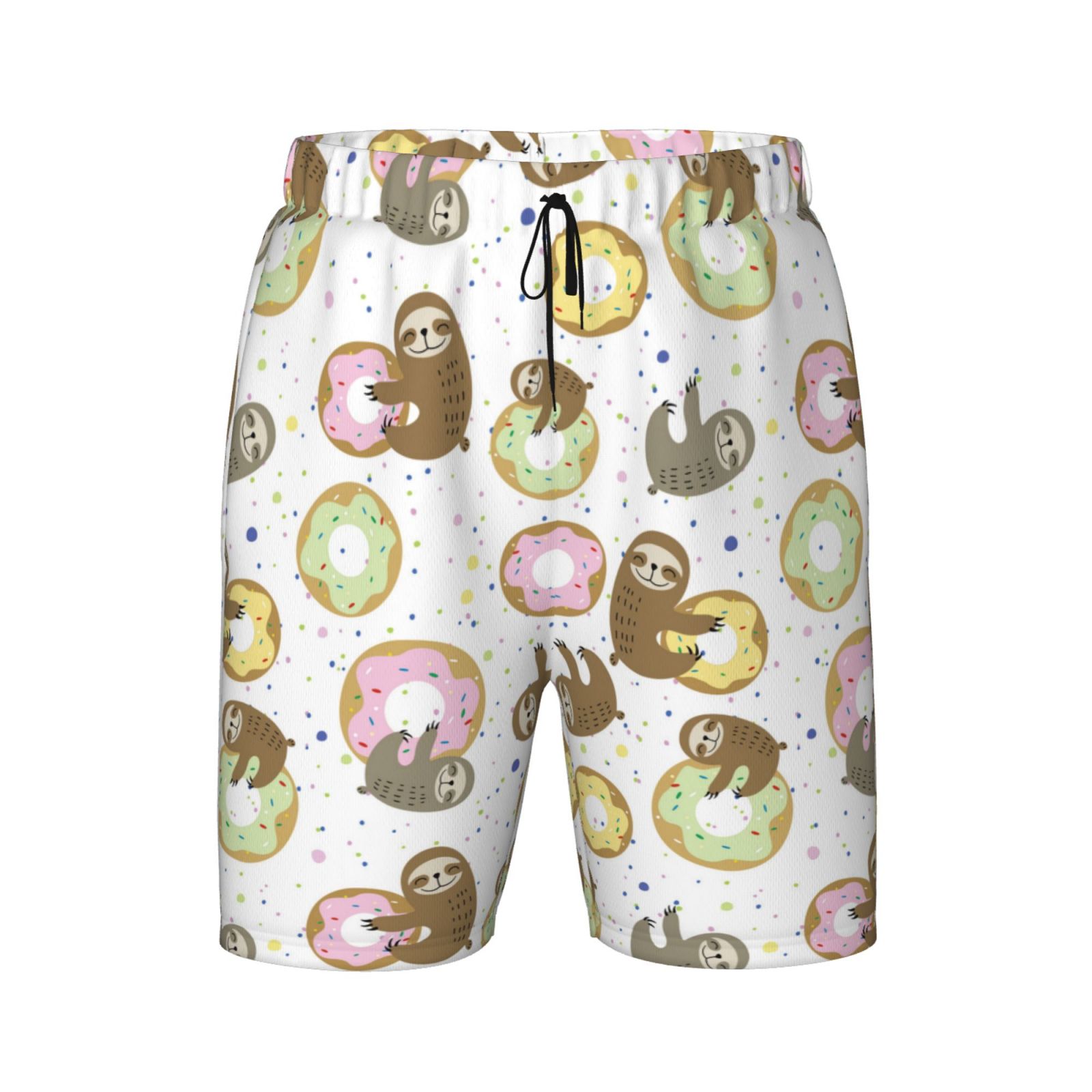 Coaee Donut Sloth for Boys Swim Trunks Compression Liner Swim Shorts ...