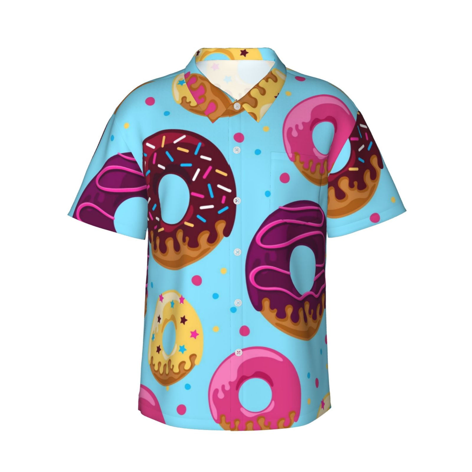 Coaee Donuts Men'S Hawaiian Loose Shirts Short Sleeve Button Down ...