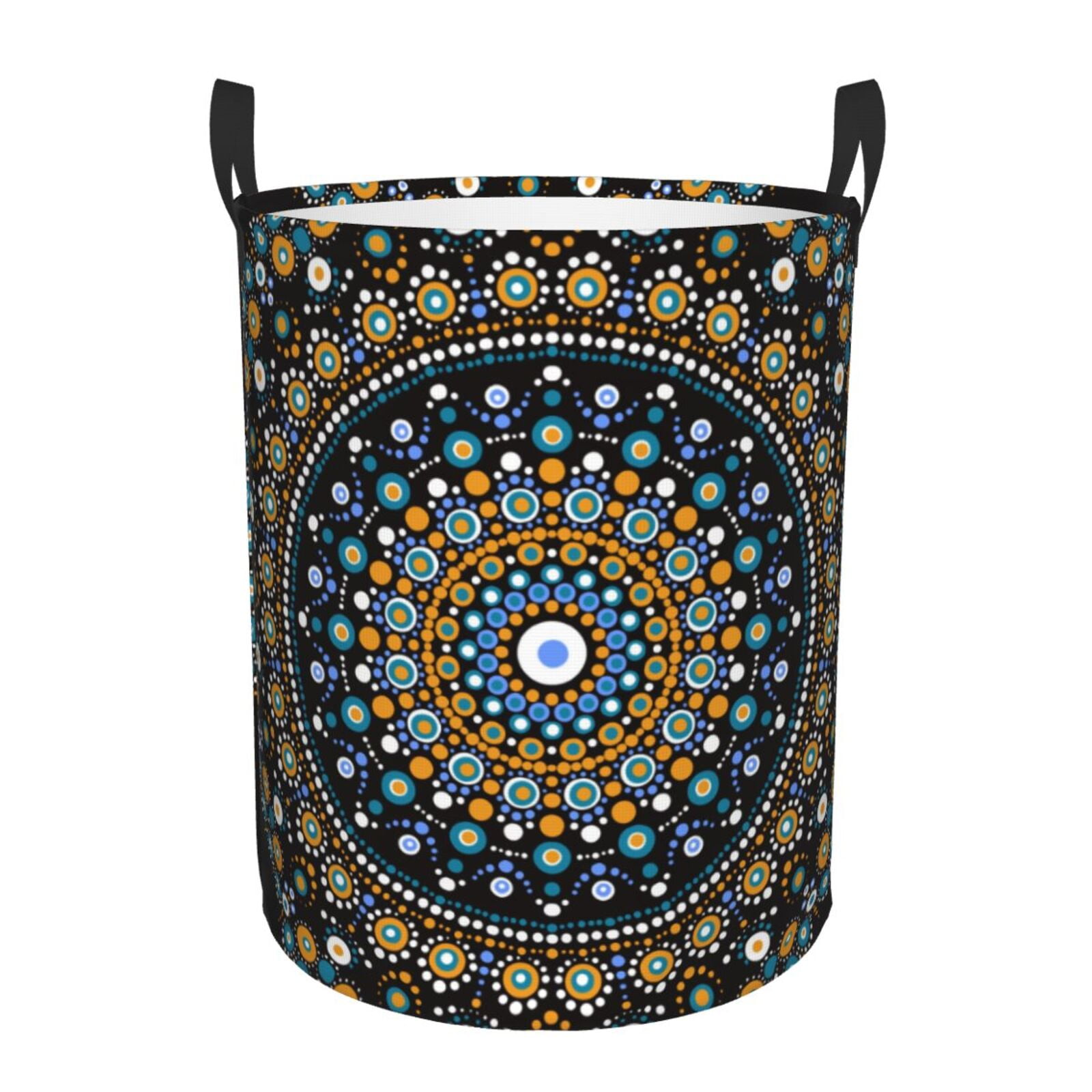 Coaee Dot Mandala Laundry Basket with Handle, Waterproof Round ...