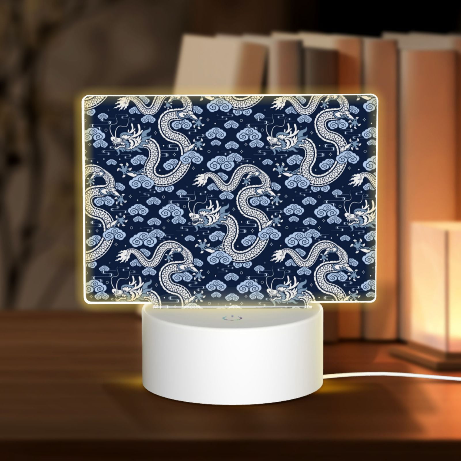 Coaee Dragon for Rectangular Acrylic LED Desk Lamp 3 Color Change Decor ...
