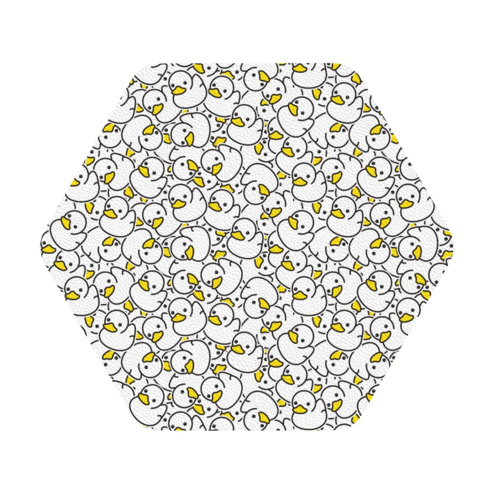 Coaee Ducky Print Leather Coasters Set of 6, Non-Slip Washable Cup ...