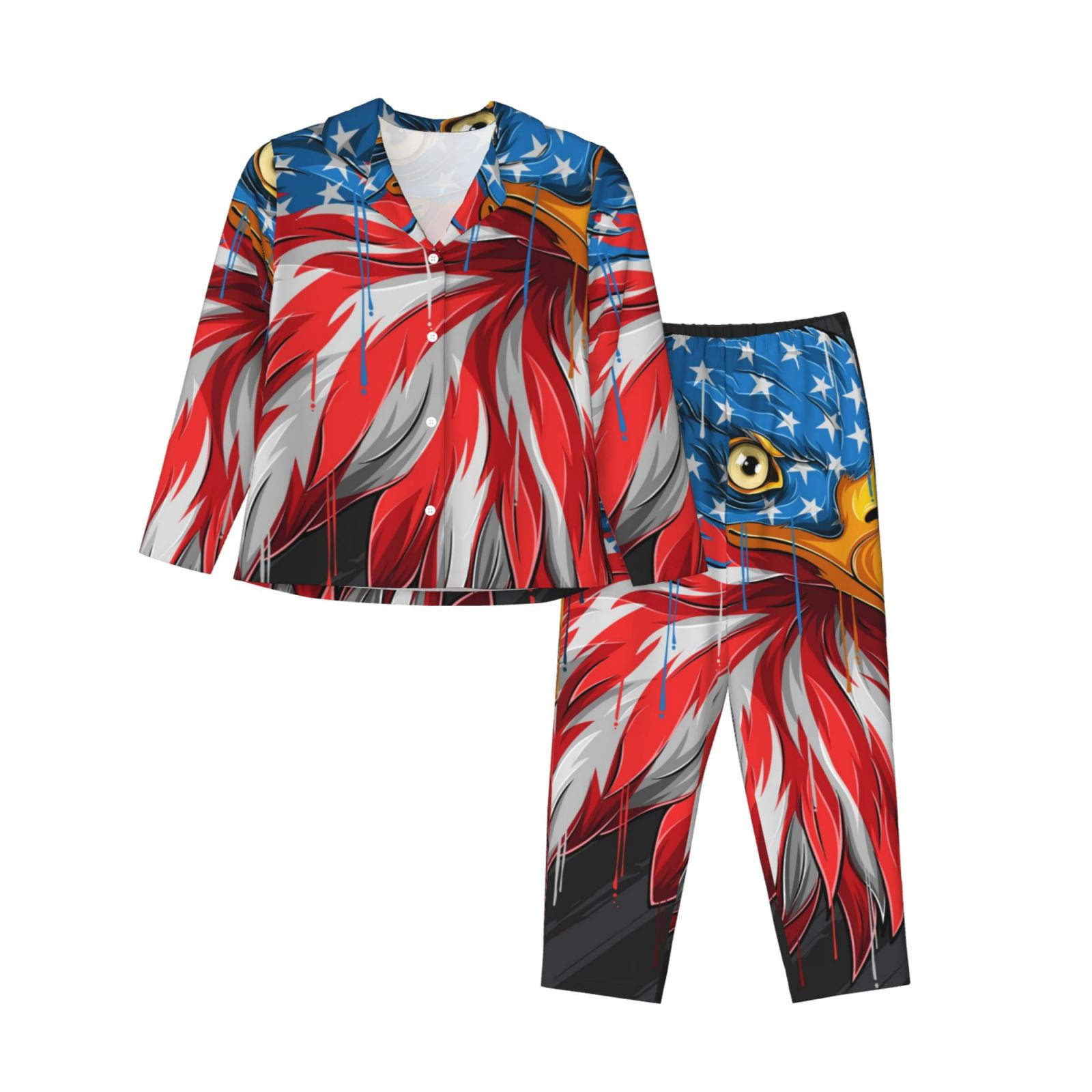 Coaee Eagle Head With American Flag for Pajamas for Women Set Women's ...