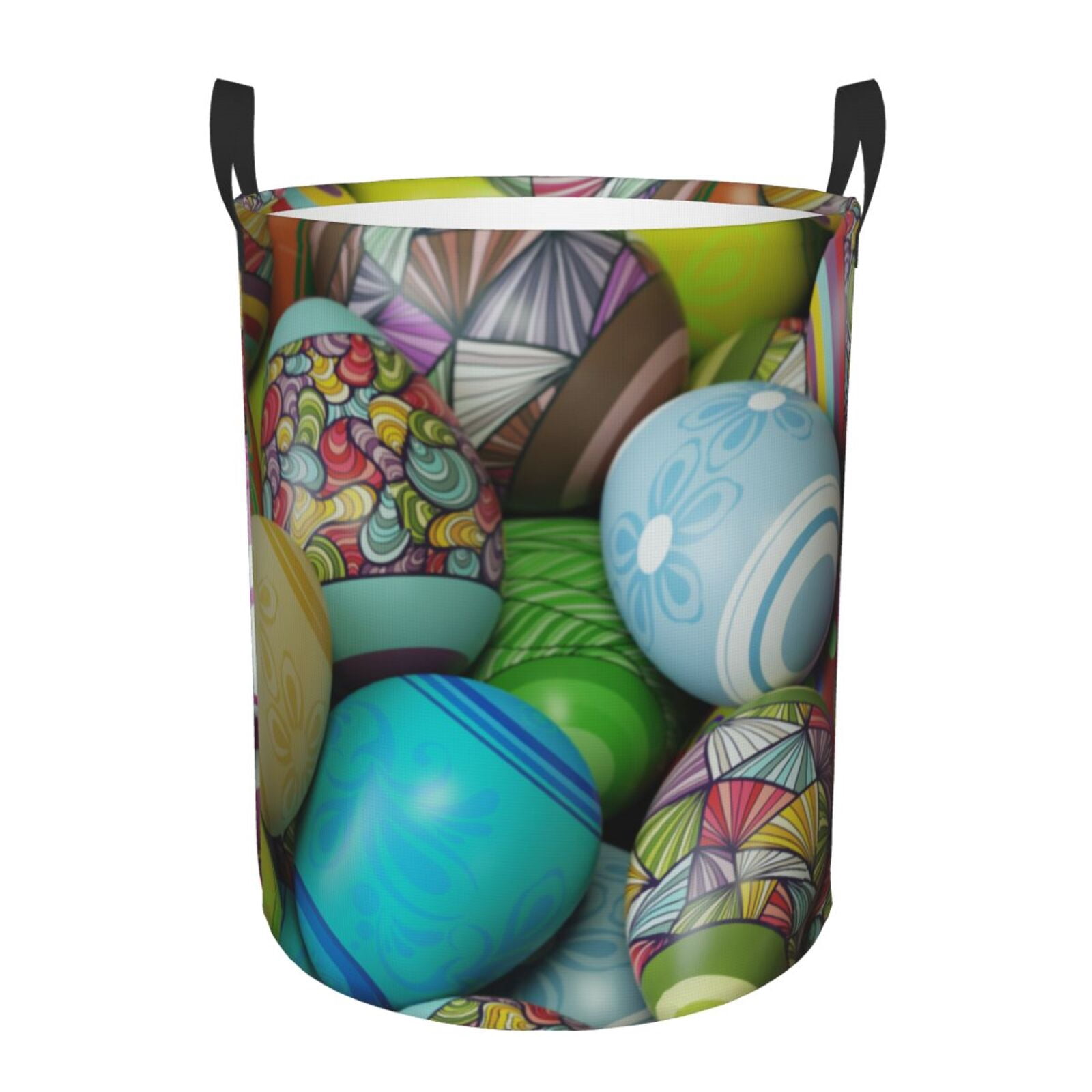Coaee Easter Egg1 Laundry Basket with Handle, Waterproof Round ...