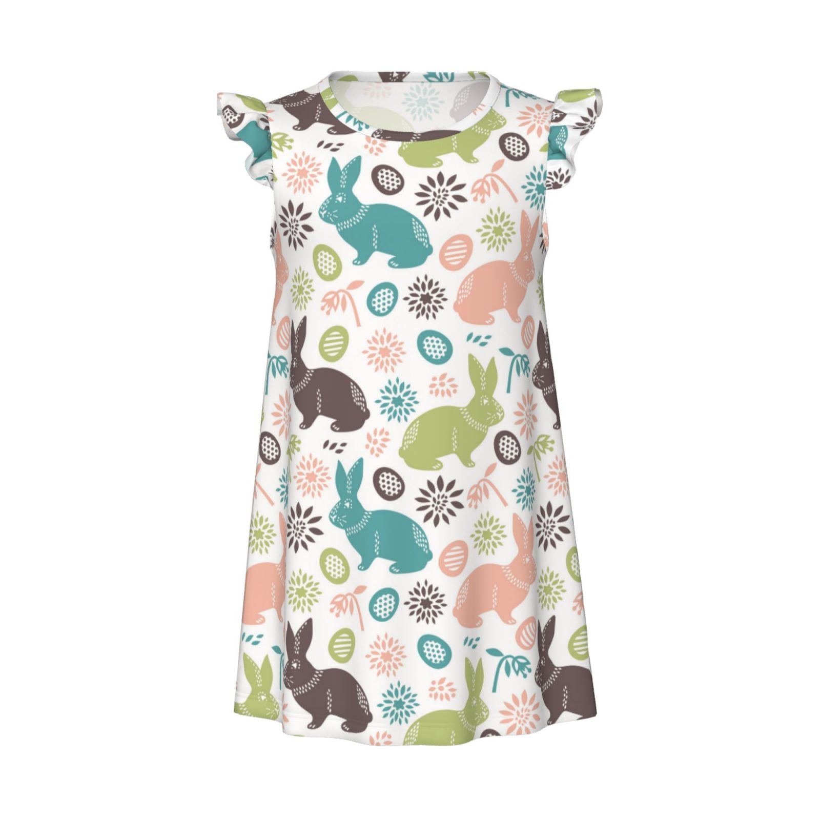 Coaee Easter Rabbit Printed Girls Nightgowns, Short Sleeve Nightdress ...