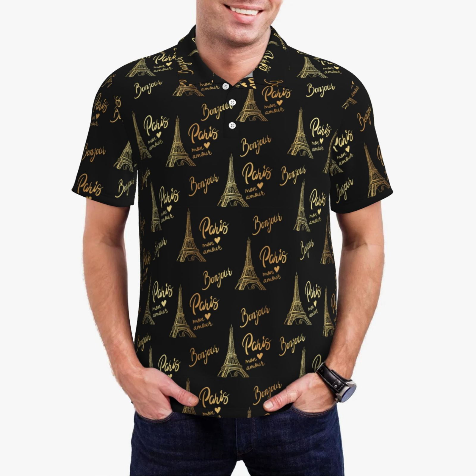 Coaee Eiffel Tower for Men's Polo Shirts Mens Polo Shirts Short Sleeve ...