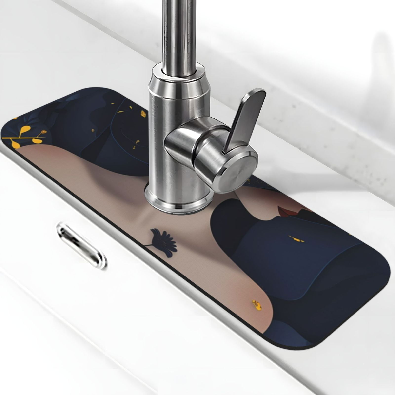 Coaee Elegant Lady With Hat for Kitchen Sink Splash Guard Sink Faucet ...