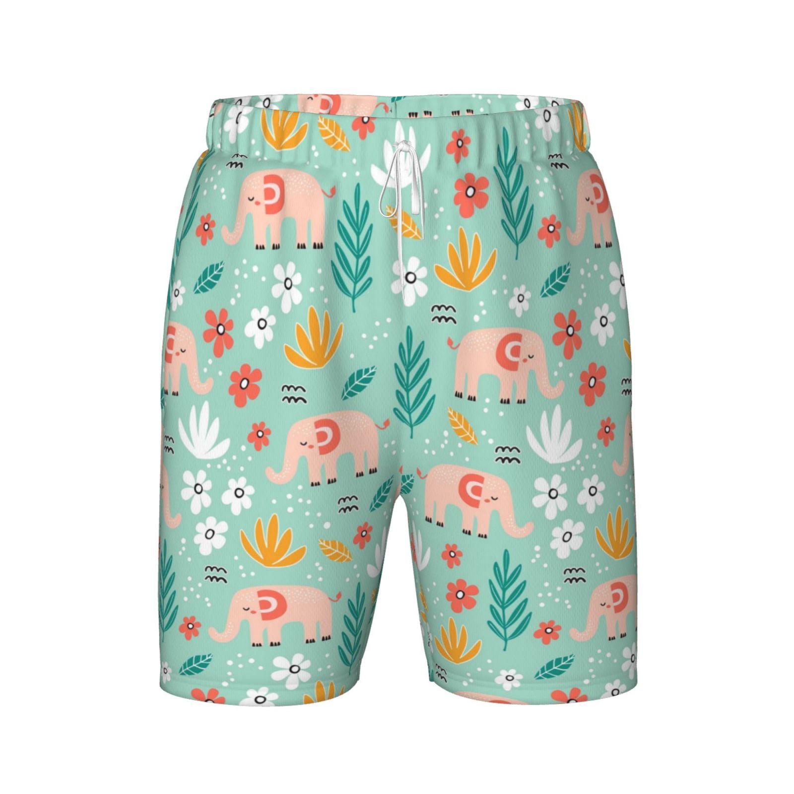 Coaee Elephant and Flowers for Boys Swim Trunks Compression Liner Swim ...