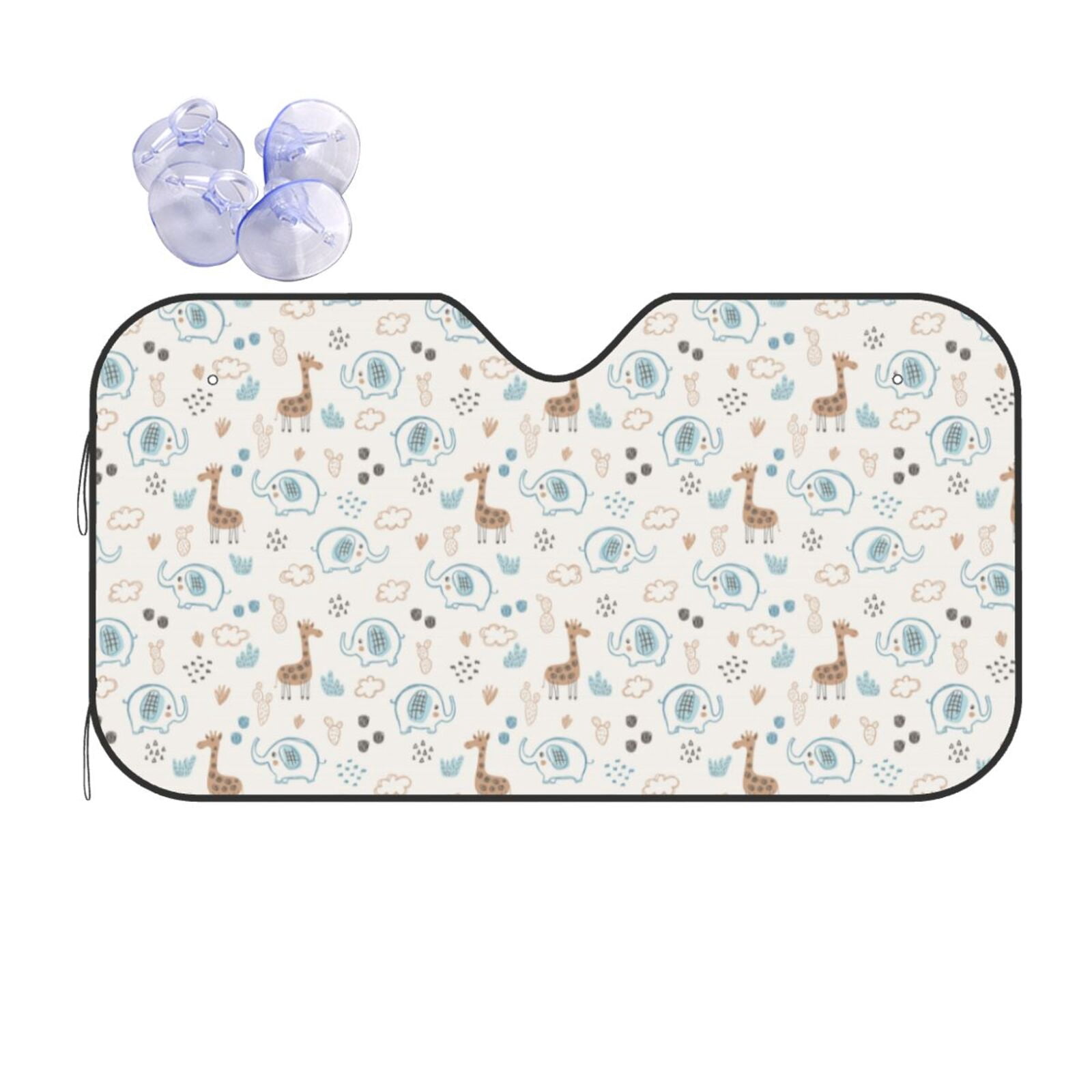 Coaee Elephants And Giraffes Print Car Sunshade Windshield Sun Shade ...