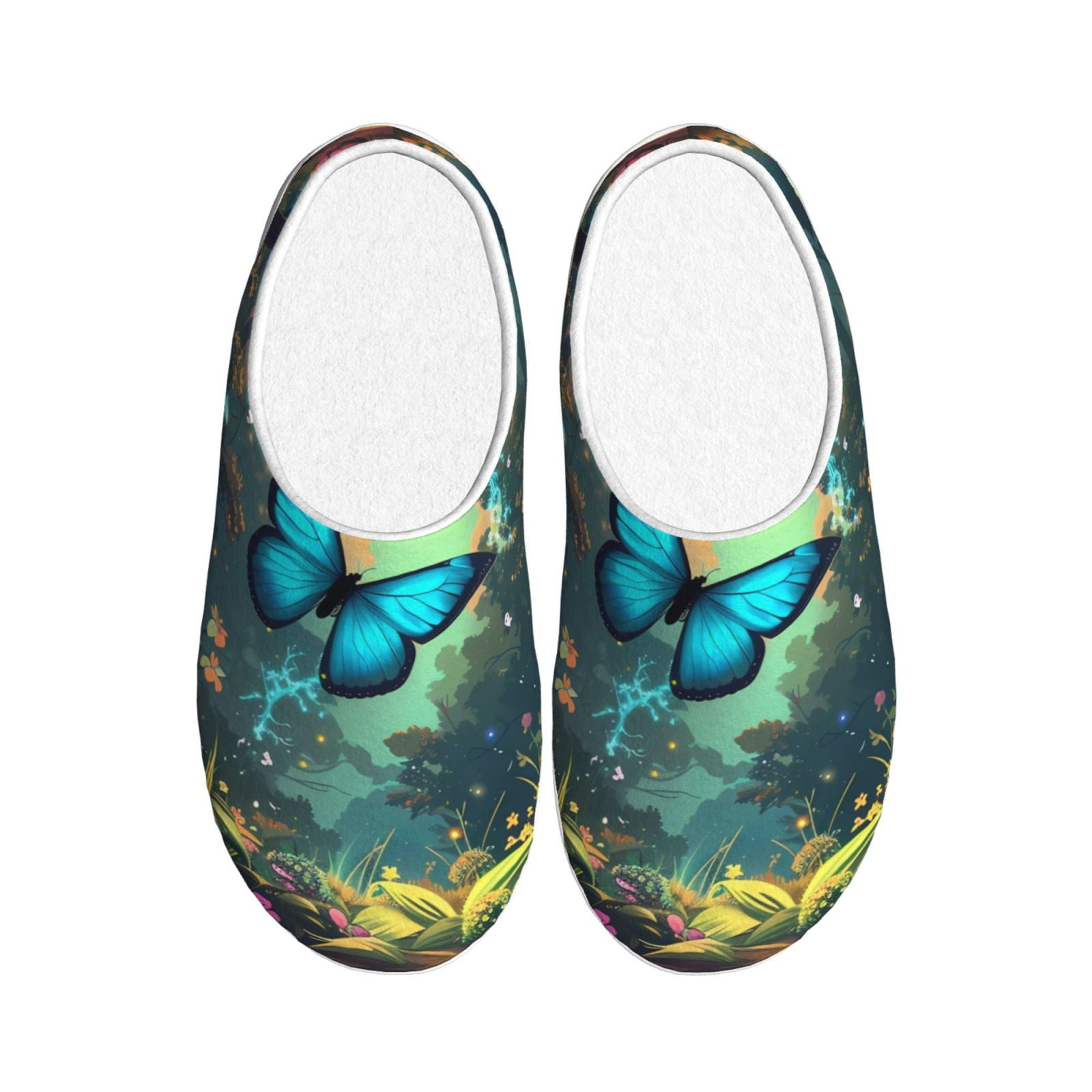 Coaee Enchanted Forest Butterfly A for Mens Slippers Indoor Slip On ...