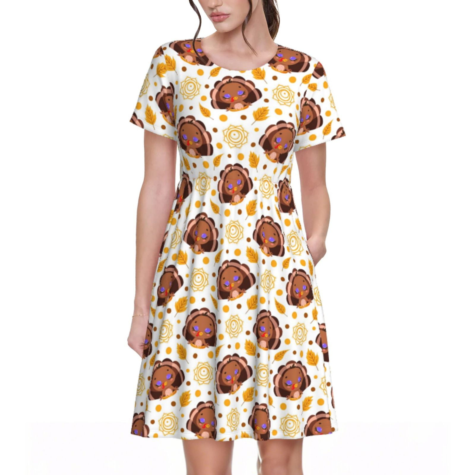 Coaee Fall Turkey for Casual Dress for Women Short Sleeve Dresses with ...