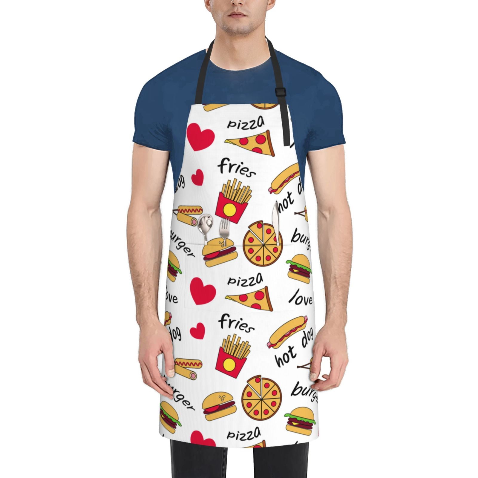 Coaee Fast Food for Waterproof Apron for Unisex Adult with Adjustable ...