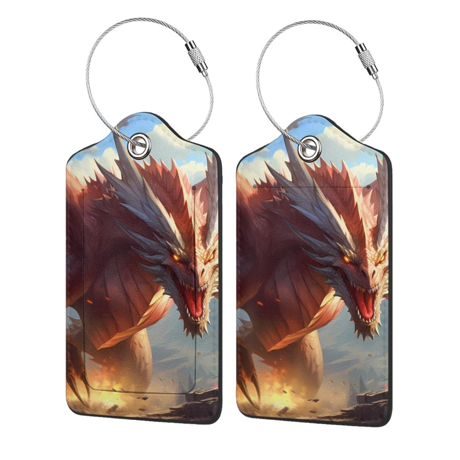 Coaee Ferocious Dragon Fury Untethered Leather Luggage Tags for ...