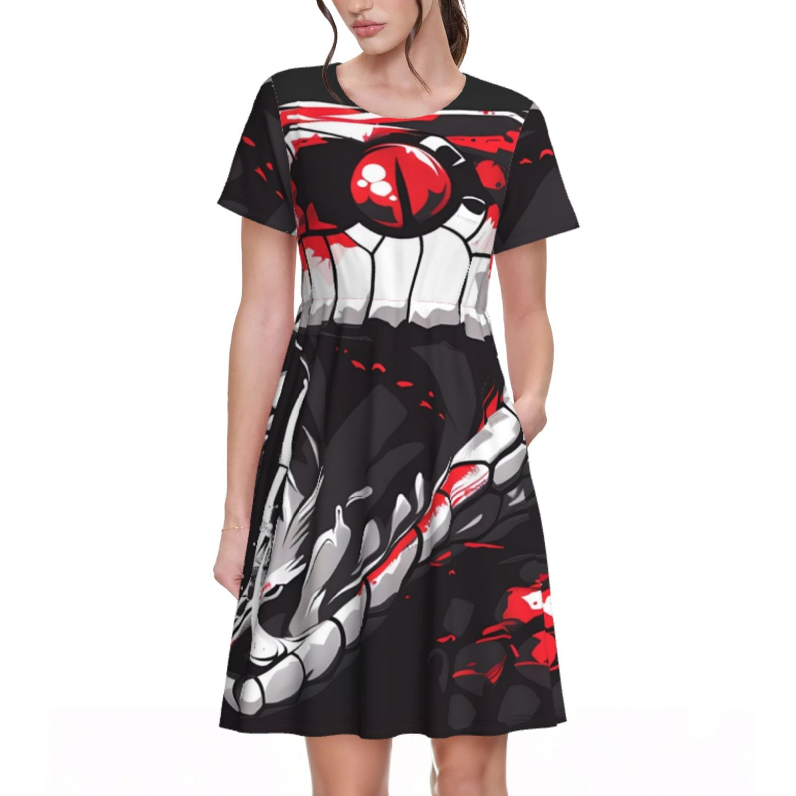 Coaee Fierce Red Viper Graphic Art for Casual Dress for Women Short ...