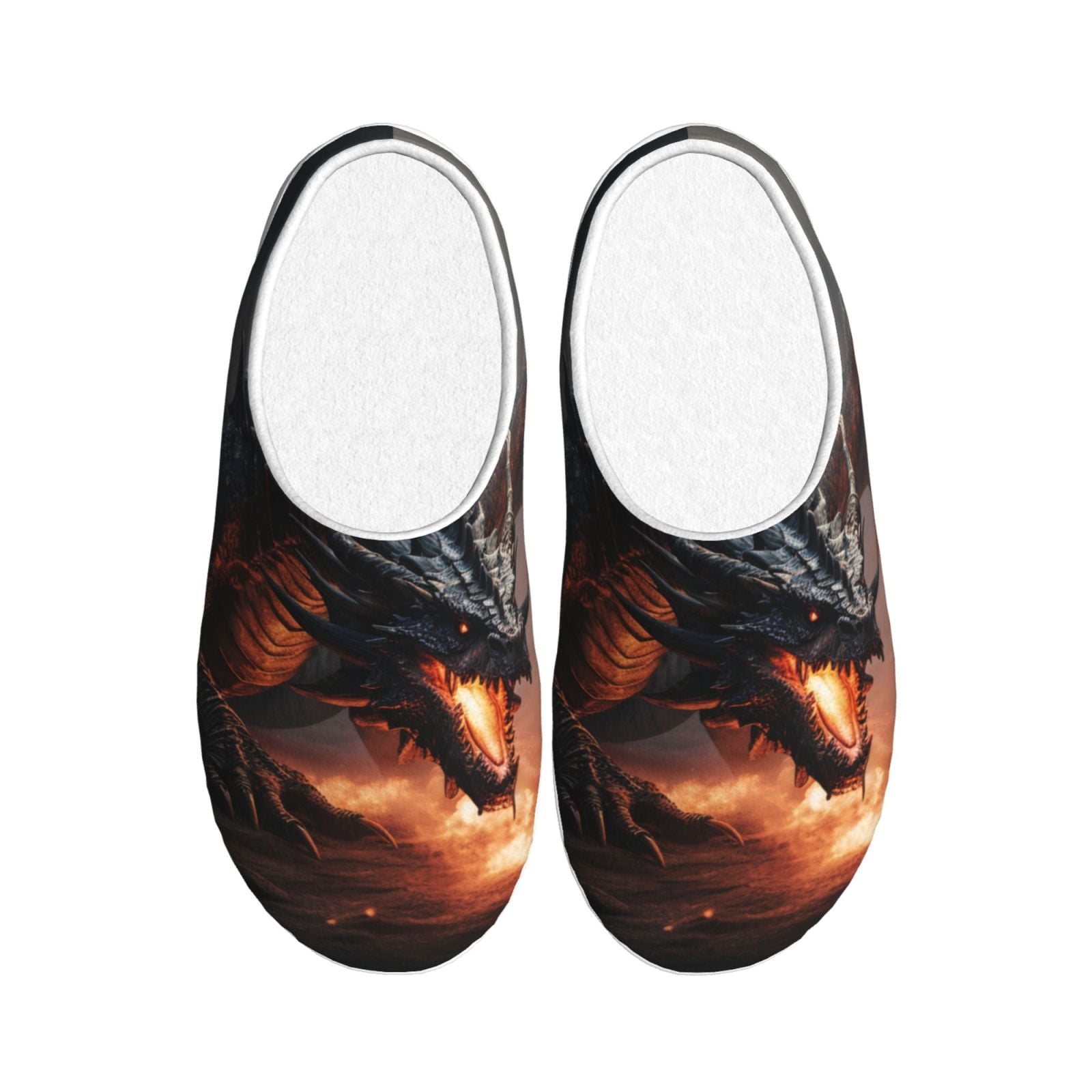 Coaee Fiery Black Dragon Attack for Mens Slippers Indoor Slip On Shoes ...