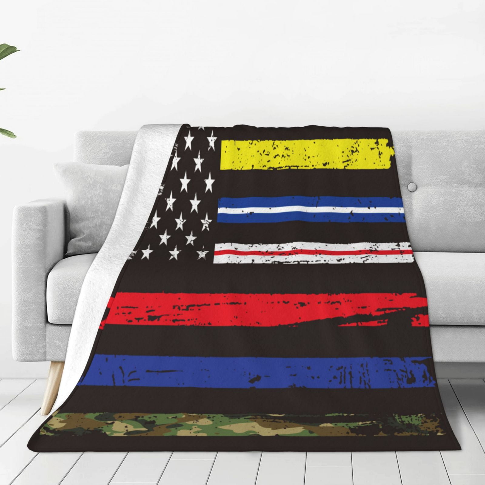 Coaee First Responder American Flag for Ultra-Soft Micro Fleece Blanket ...