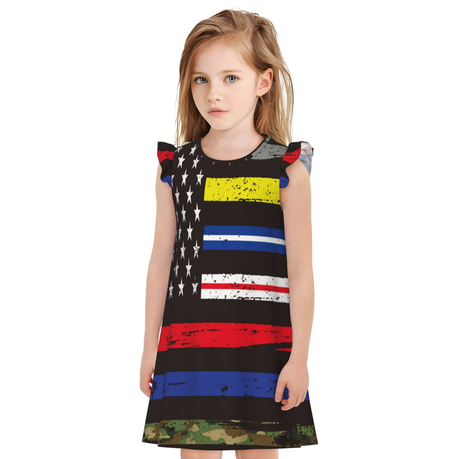 Coaee First Responder American Flag for Printed Girls Nightgowns, Short ...