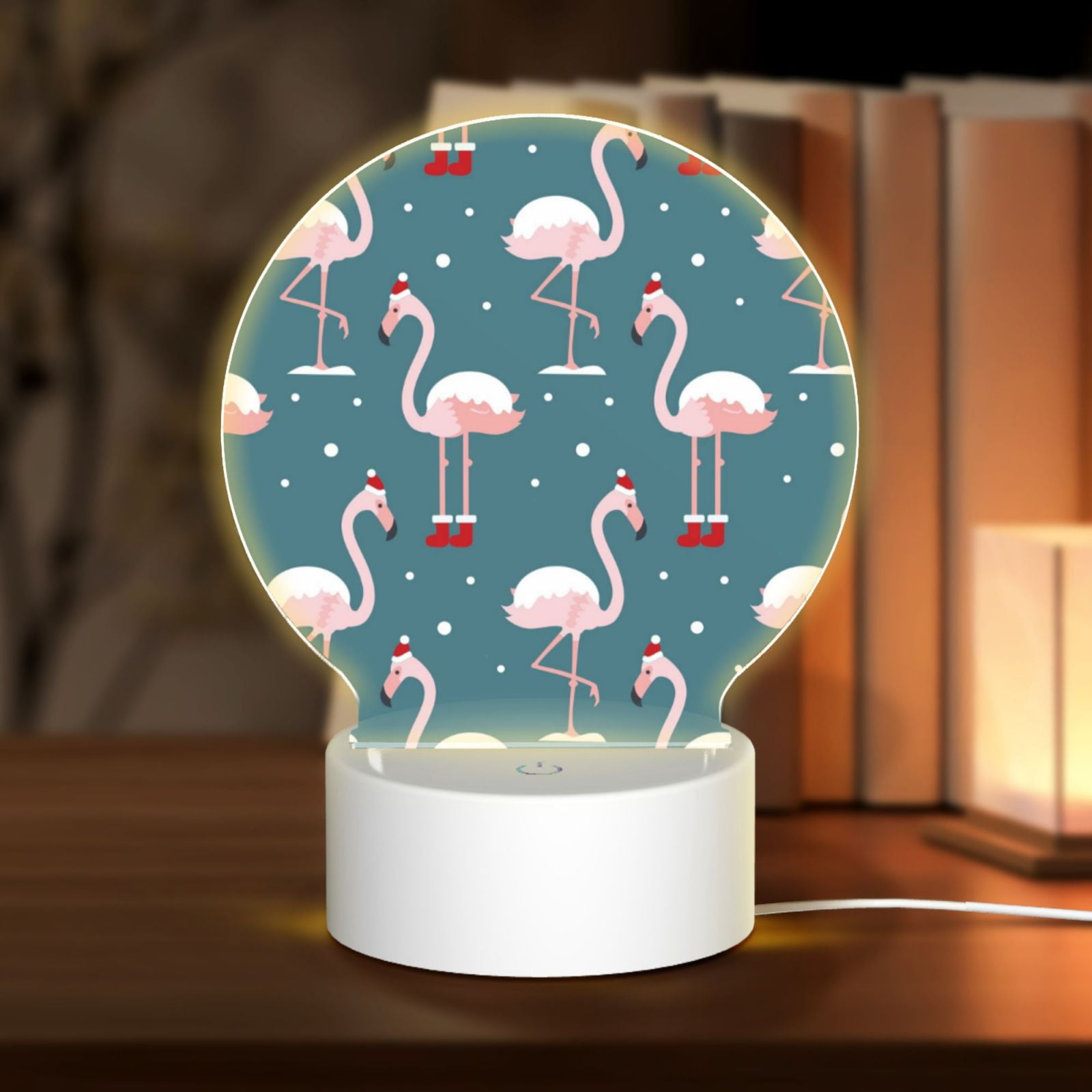 Coaee Flamingo for Round Acrylic LED Desk Lamp 3 Color Change Decor ...