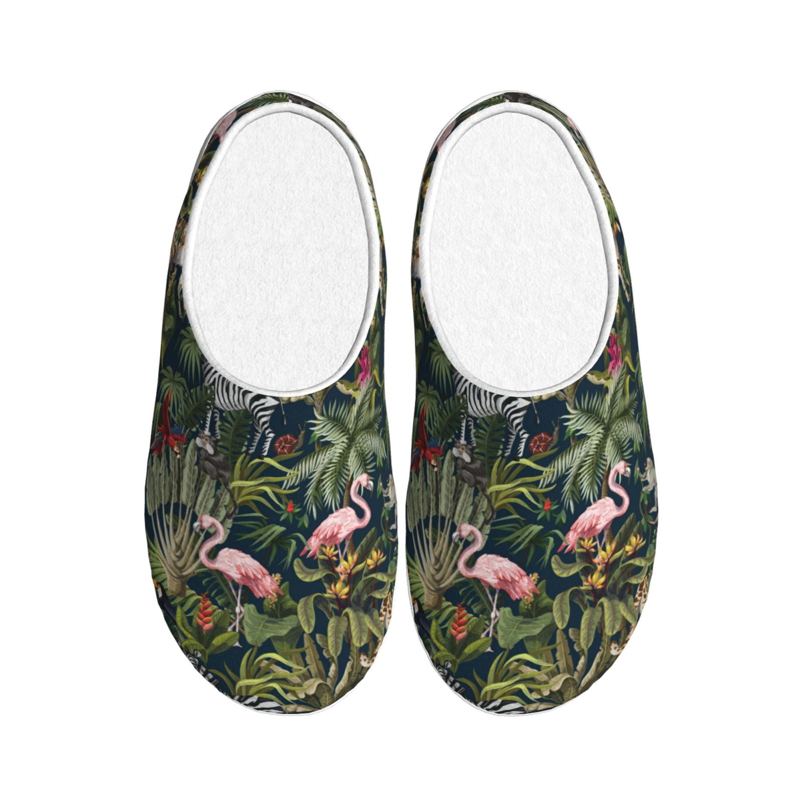 Coaee Flamingos And Palm Leaves for Mens Slippers Indoor Slip On Shoes ...