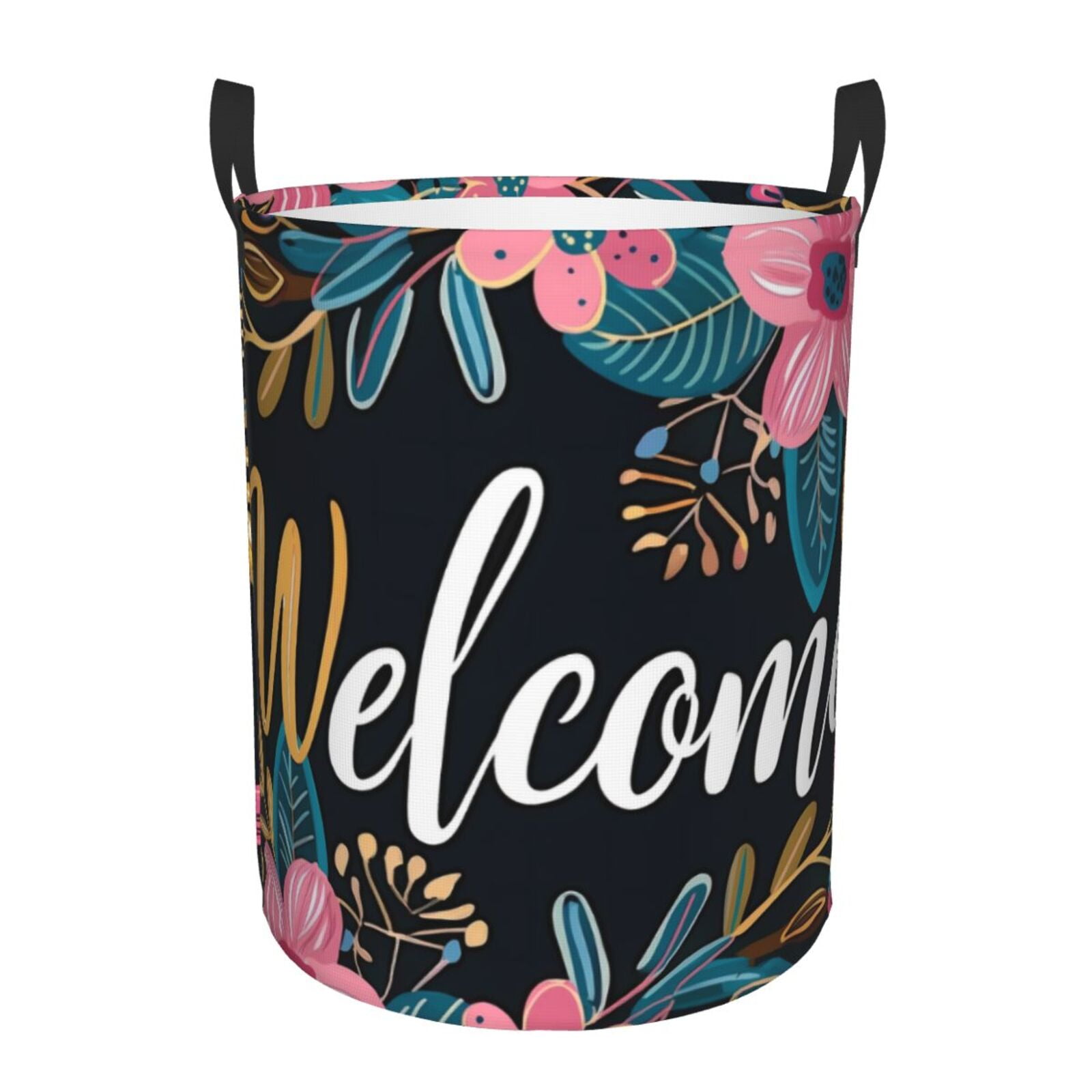 Coaee Floral Welcome Sign for Laundry Basket with Handle, Clothes ...