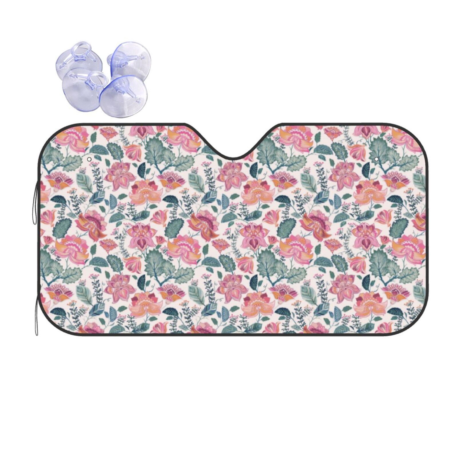 Coaee Flower Leaves Print Car Sunshade Windshield Sun Shade Reflect UV ...