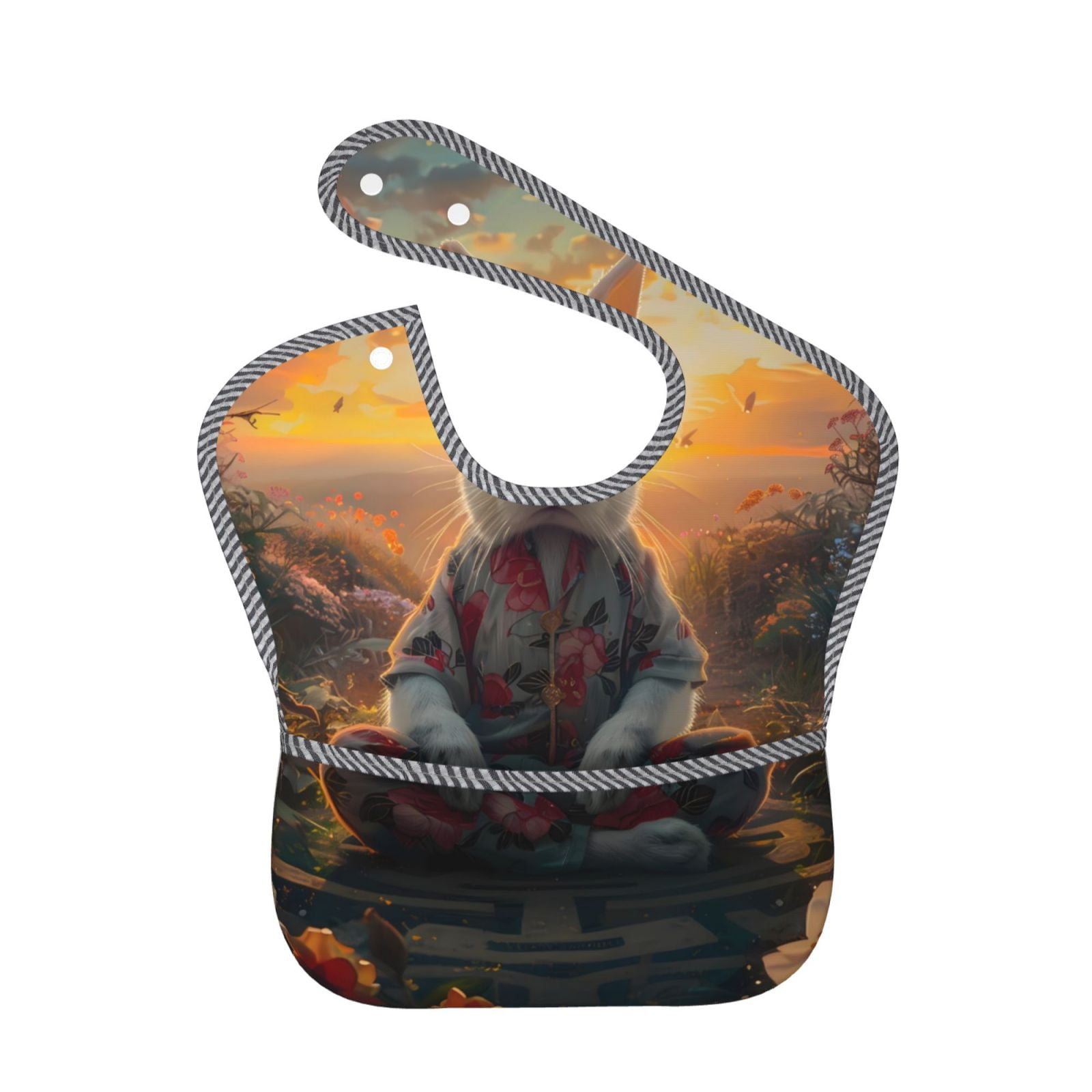 Coaee Flower Meditating Rabbit for Proof Baby Bib with Food Catcher ...