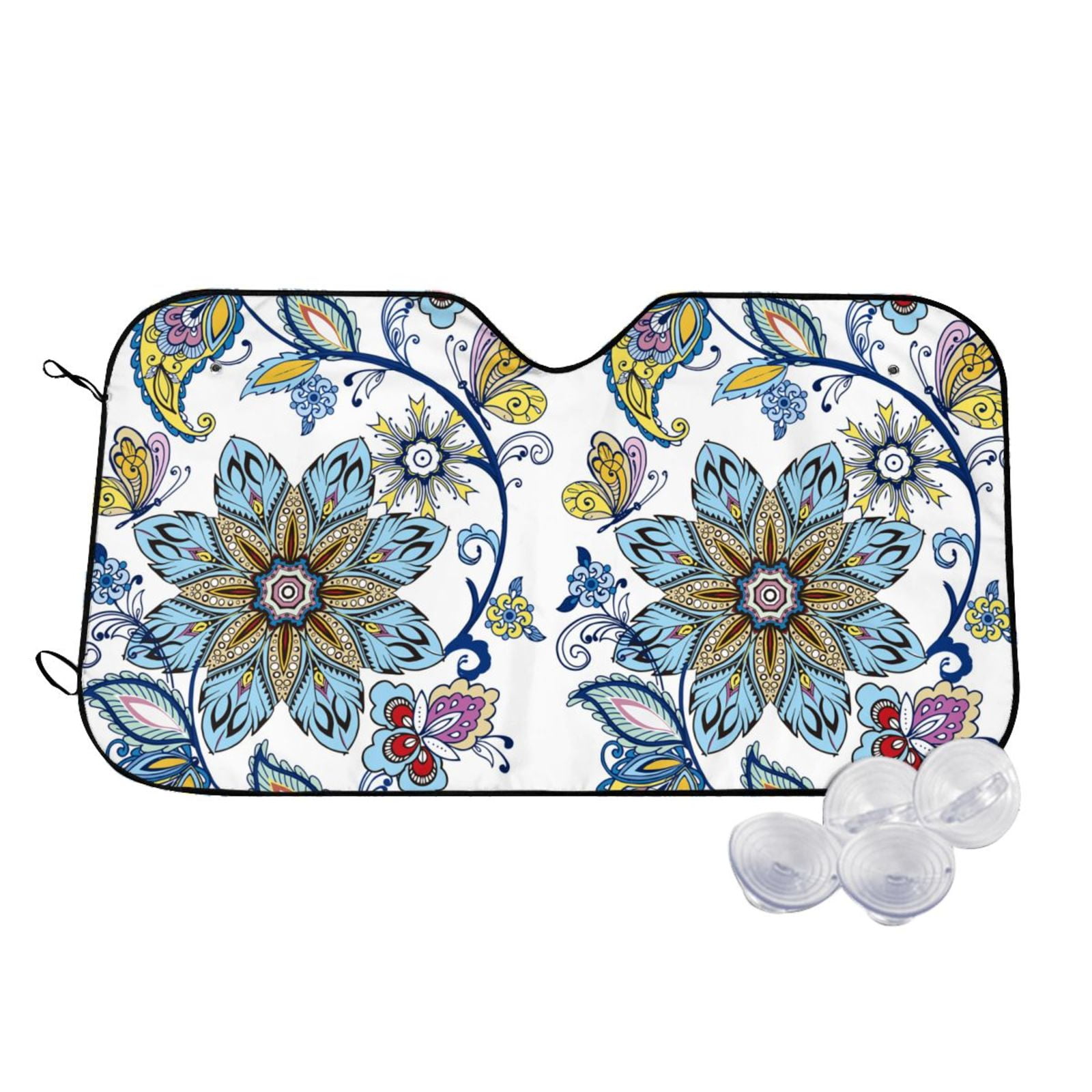 Coaee Flowers And Butterflies Car Windshield Sunshade,Uv Rays Sun Visor ...