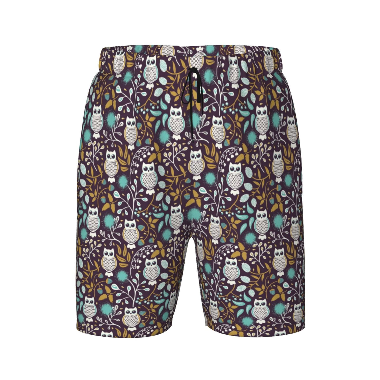 Coaee Forest Cute Owl for Boys Swim Trunks Compression Liner Swim ...