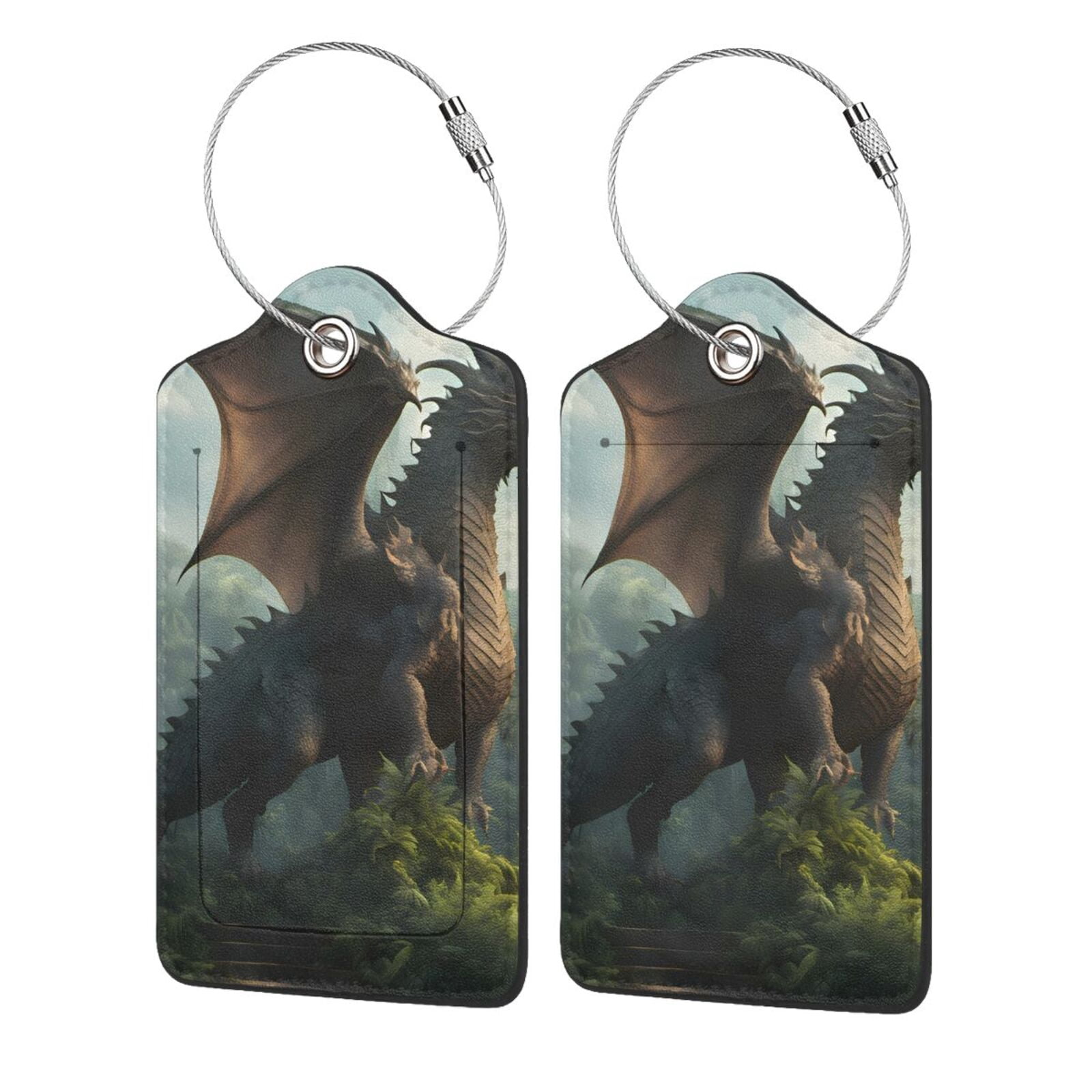 Coaee Forest Stone-Colored Dragon Untethered Leather Luggage Tags for ...