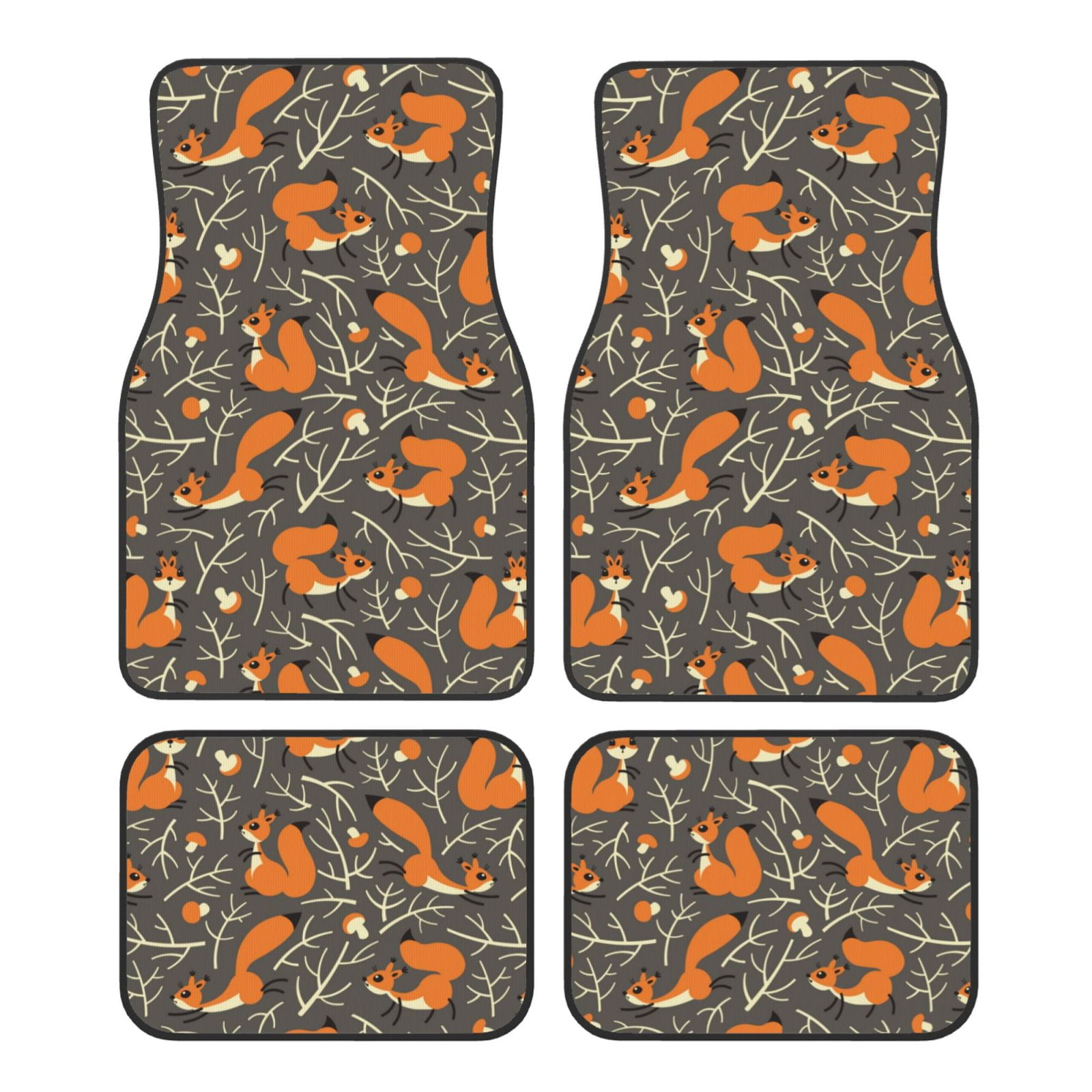 Coaee Fox And Mushroom pattern Car Foot Mat Four-Piece Set Anti-Slip ...