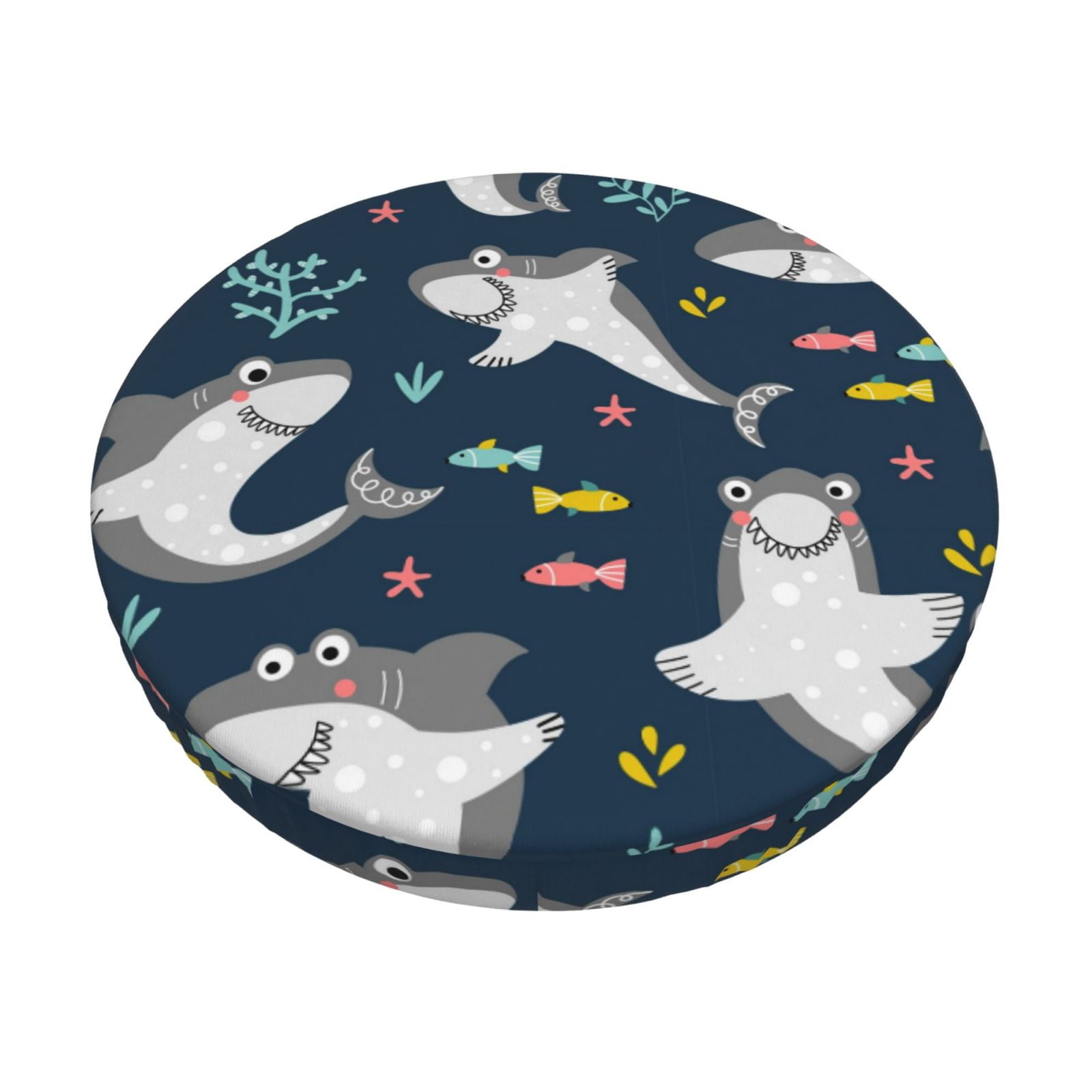 Coaee Friendly Smiling Sharks Round Bar Stool Seat Covers Washable ...