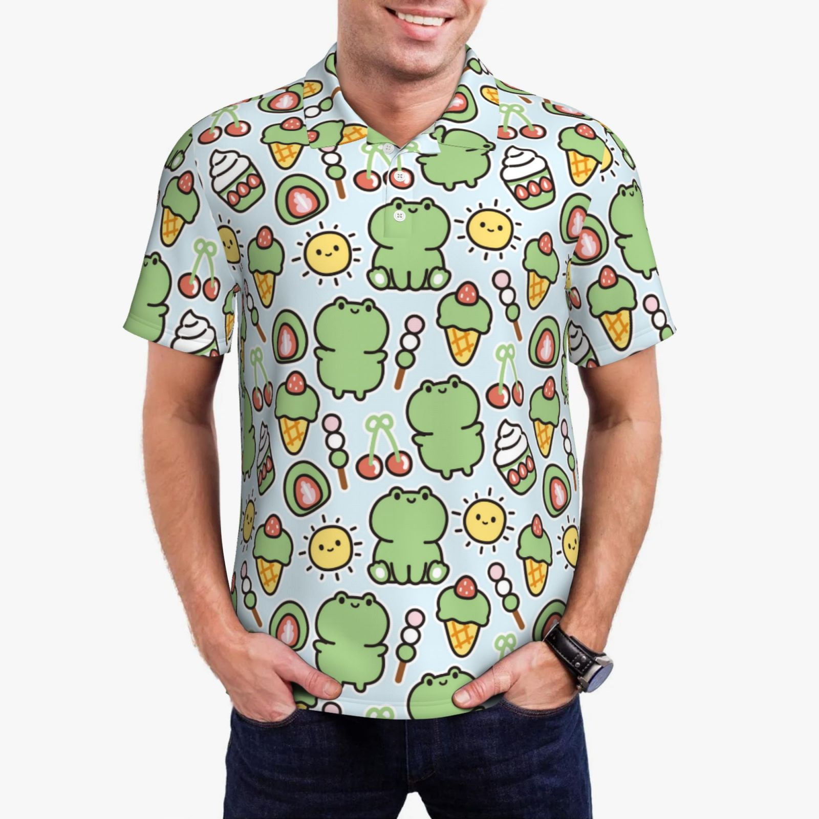Coaee Frog With Sweet for Men's Polo Shirts Mens Polo Shirts Short ...